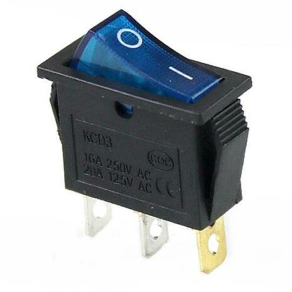 Kairuite Rectangular Latching Neon Rocker Switch ON/OFF 3 Pin Red Green ...