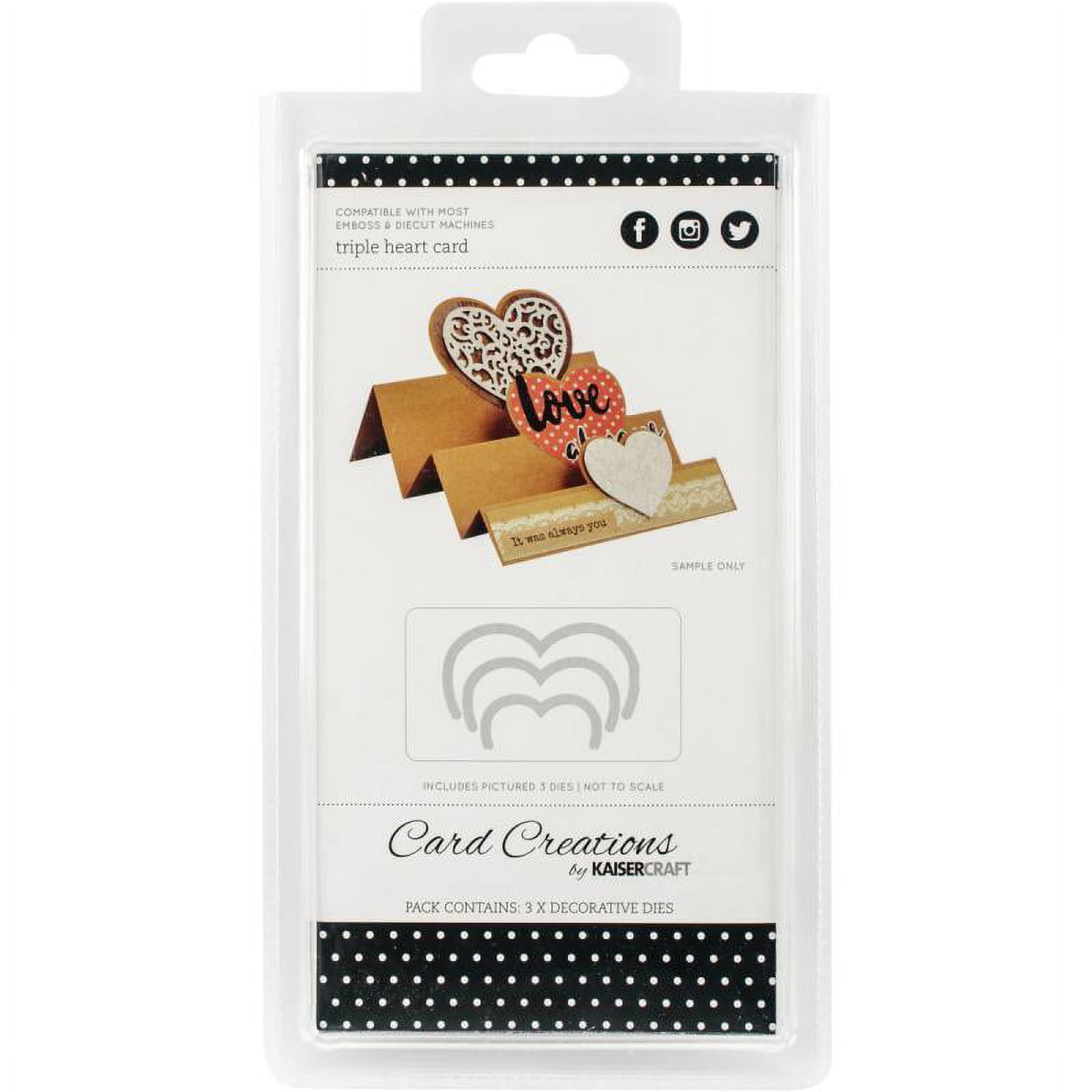 Kaisercraft Card Creations Dies-Triple Heart Flip 1 Inch X 2.25 In ...