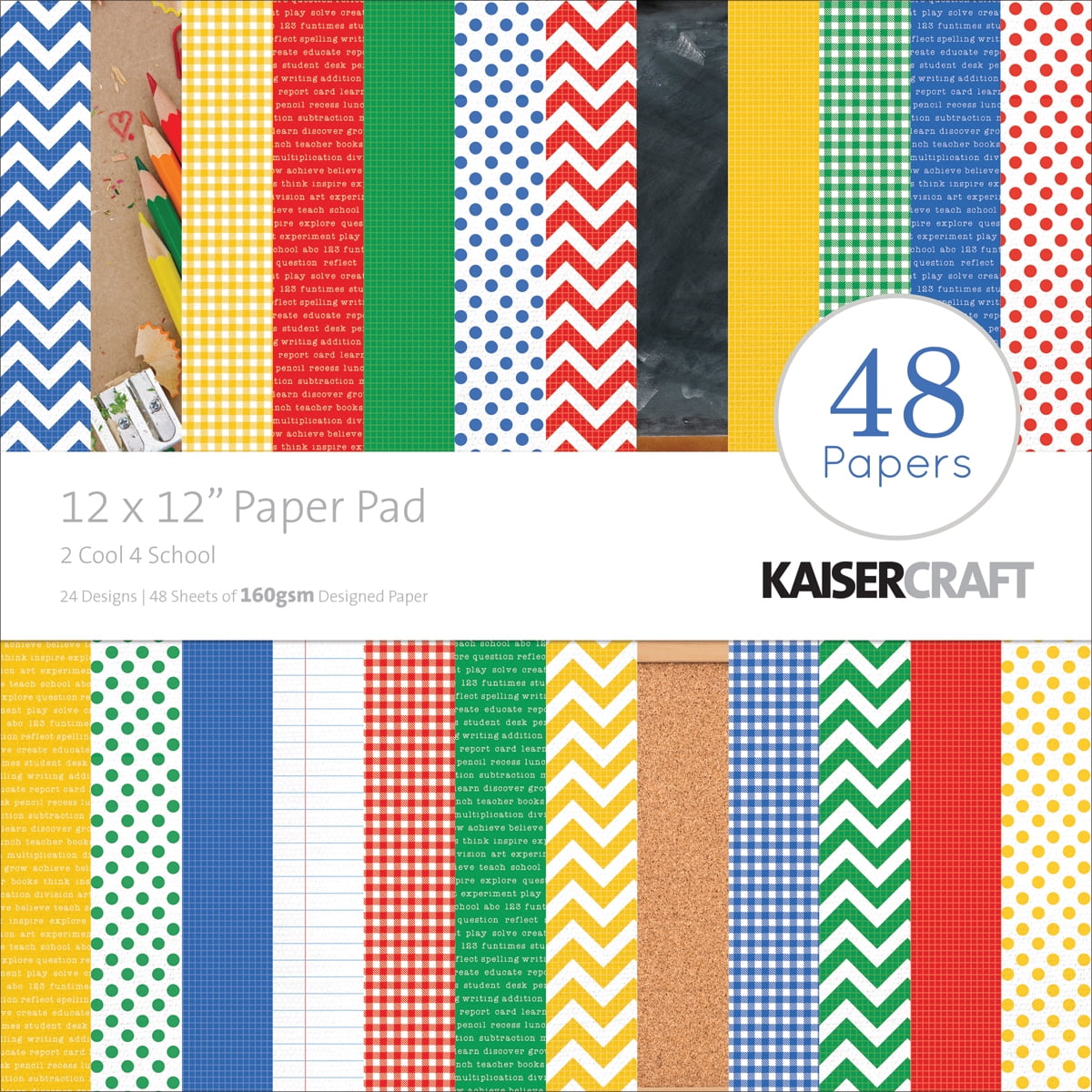 Kaisercraft Paper Pad 12"X12" 48/Pkg-2 Cool 4 School, Pk 1, Kaisercraft ...
