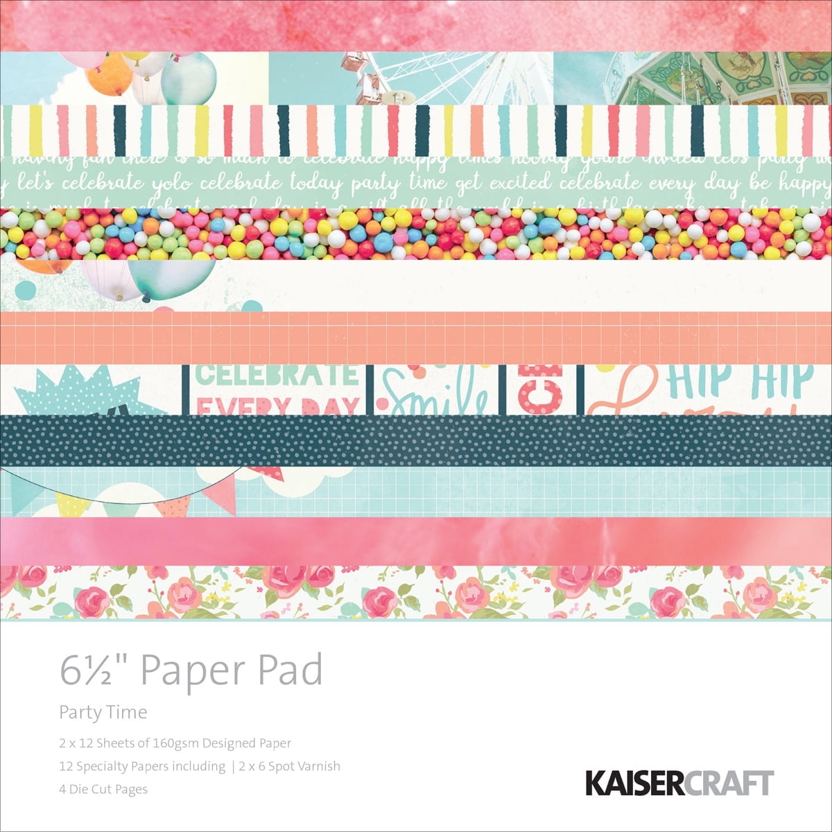Kaisercraft Paper Pad 6.5"X6.5" 40/Pkg-Party Time - Walmart.com