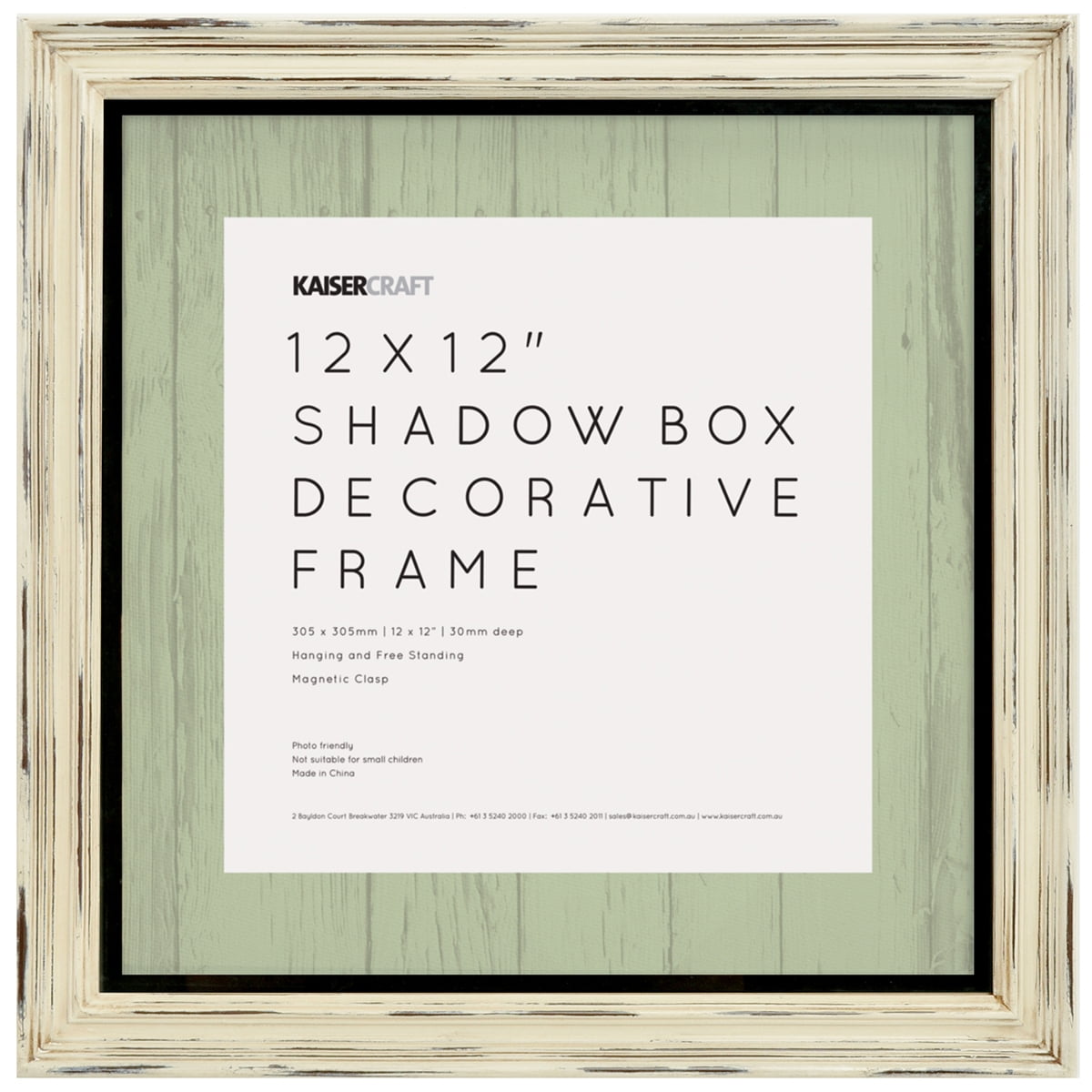Kaisercraft Shadow Box Frame 12"X12" Antique White Distressed - Walmart.com
