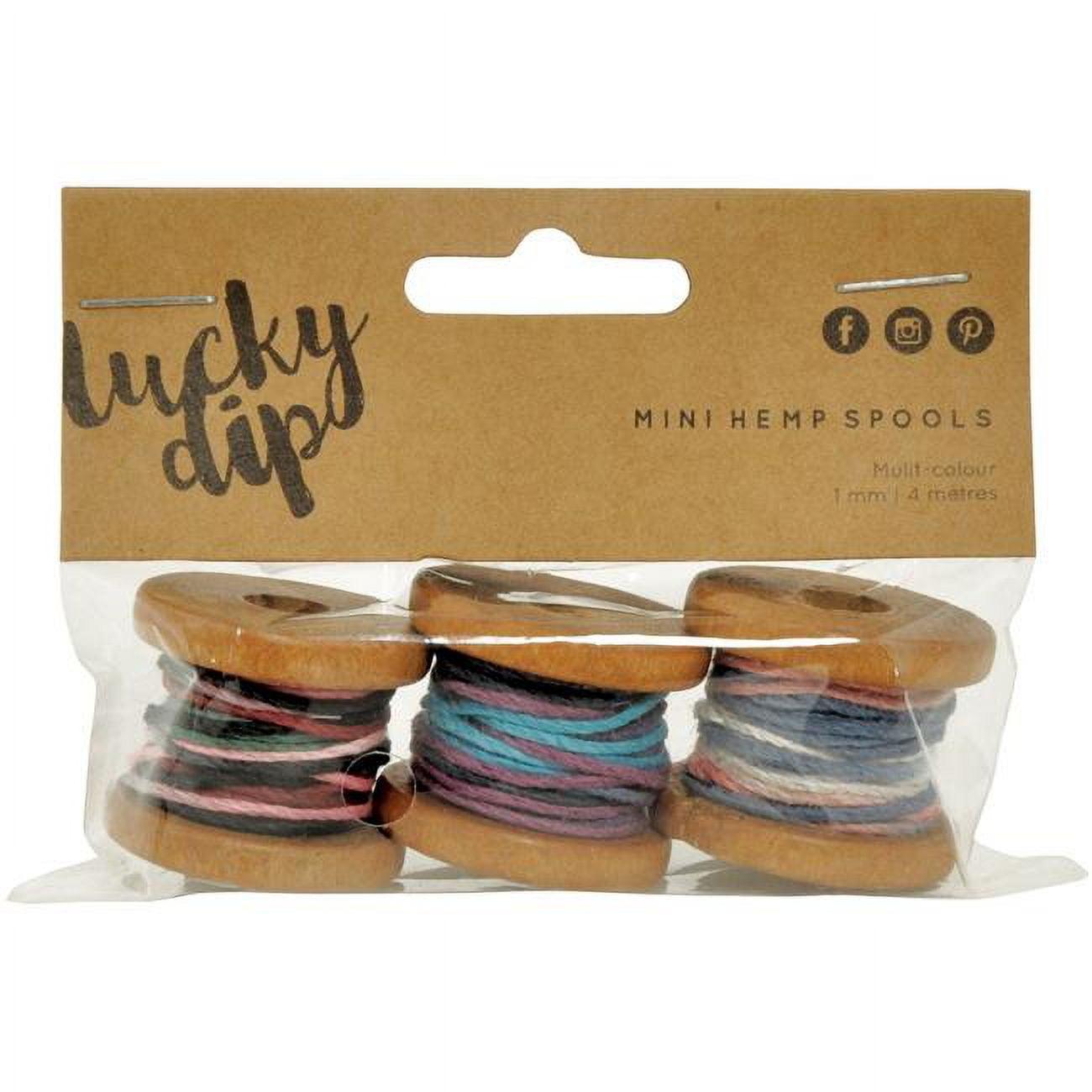Lucky Dip Mini Spool Hemp Cord 1.0mm 3/Pkg-Multicolour, 4m, Pk 3 ...