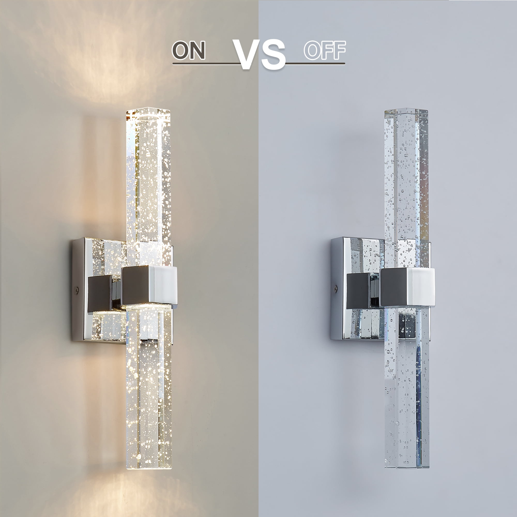 Kaisite 2-Piece LED Wall Sconces, Bubble Glass Indoor Light Fixtures ...