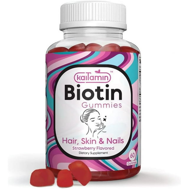 Kaitamin Biotin Vitamin B7 Gummies for Hair Skin & Nails - 5000 mcg per ...