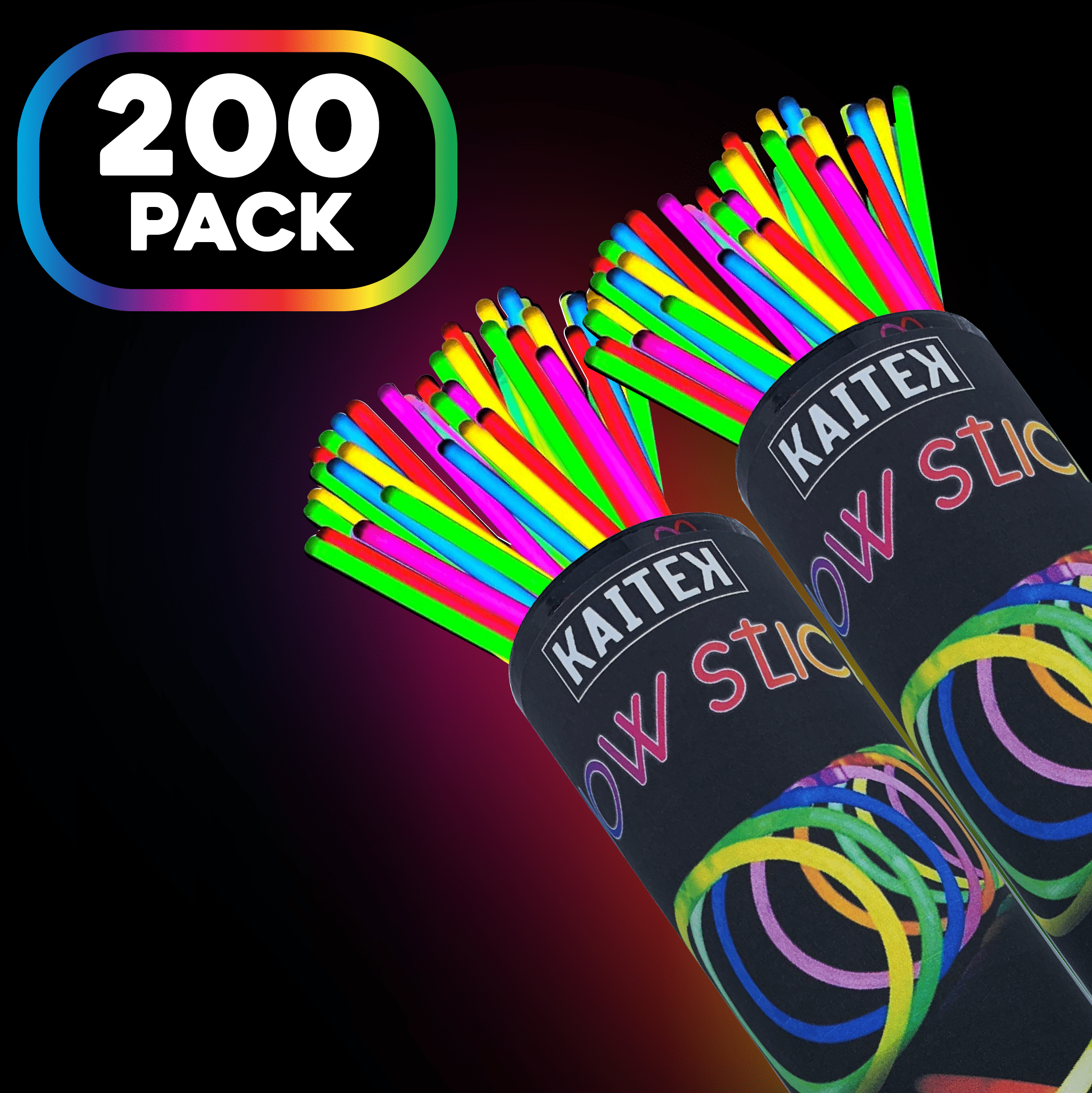 Kaitek Kids Package: Glow Stick Party Favors, 200 Pack for Night Events ...