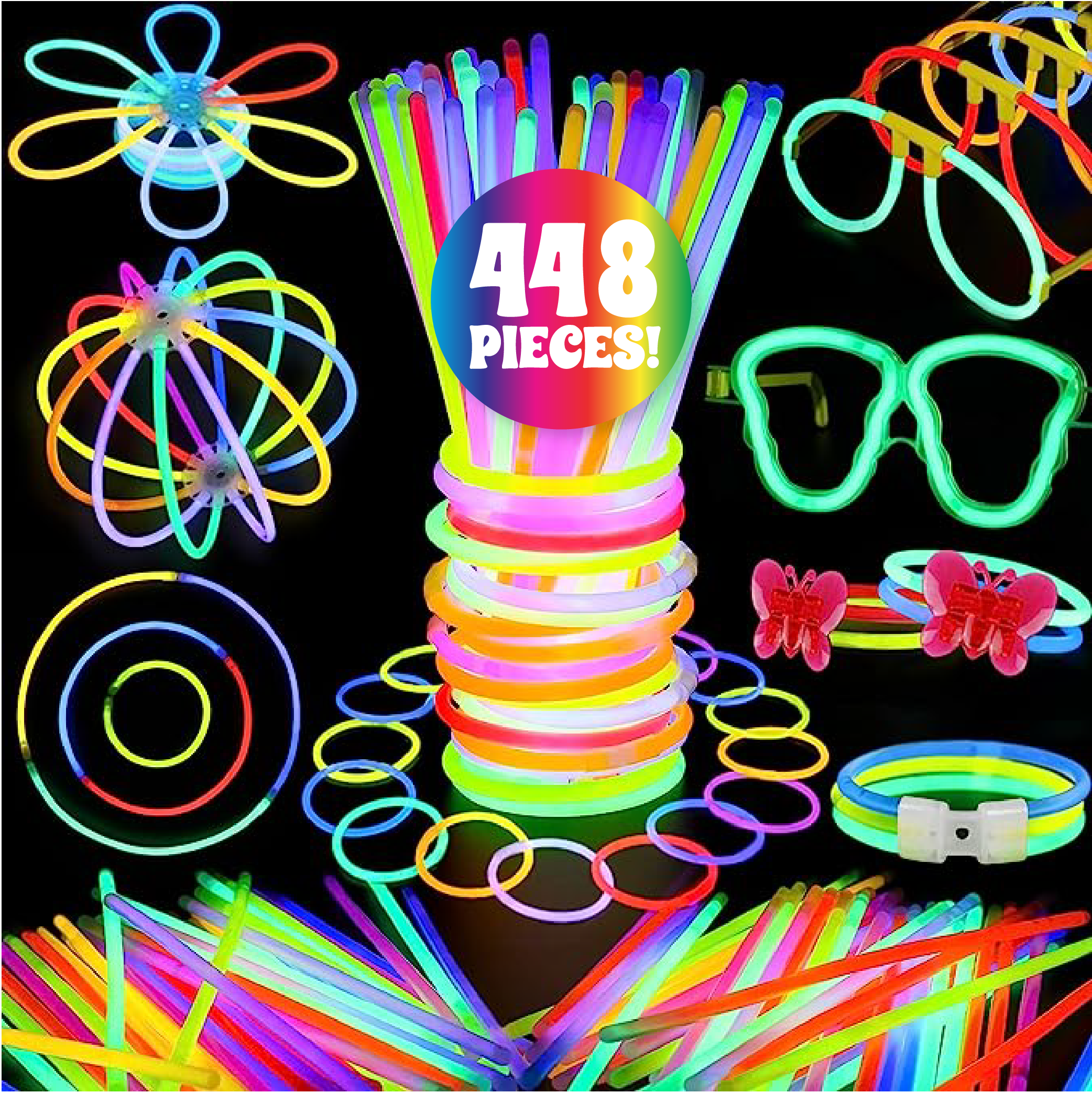 Kaitek Kids Glow Sticks Party Favor Set - 448 Pcs for Night Events ...