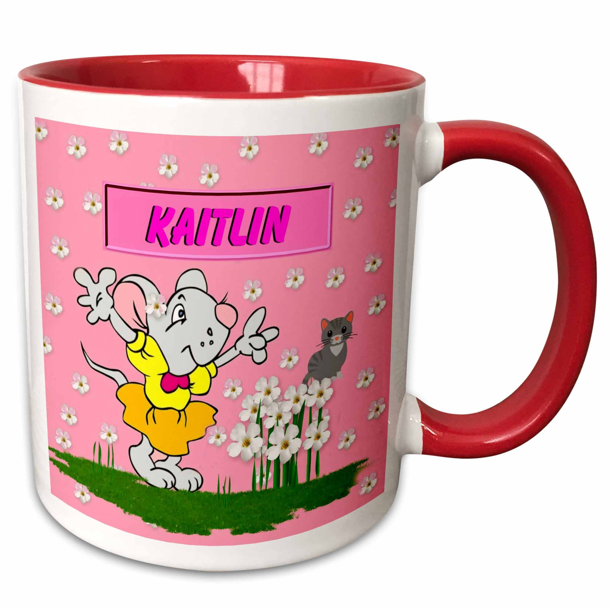 Kaitlin - Decorative Name Specific Childrens Art 15oz Two-Tone Red Mug ...
