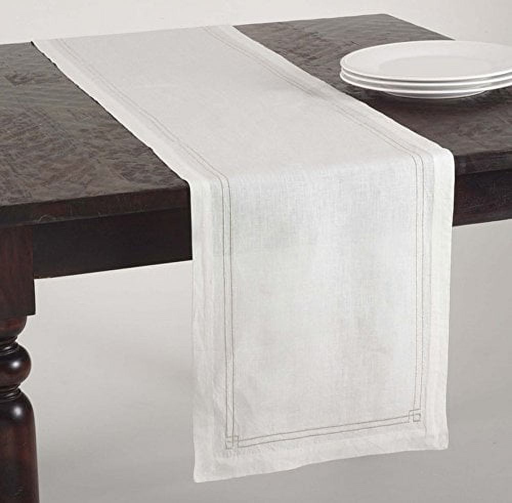 Kaitlyn Embroidered Linen Table Runner (Ivory) - Walmart.com
