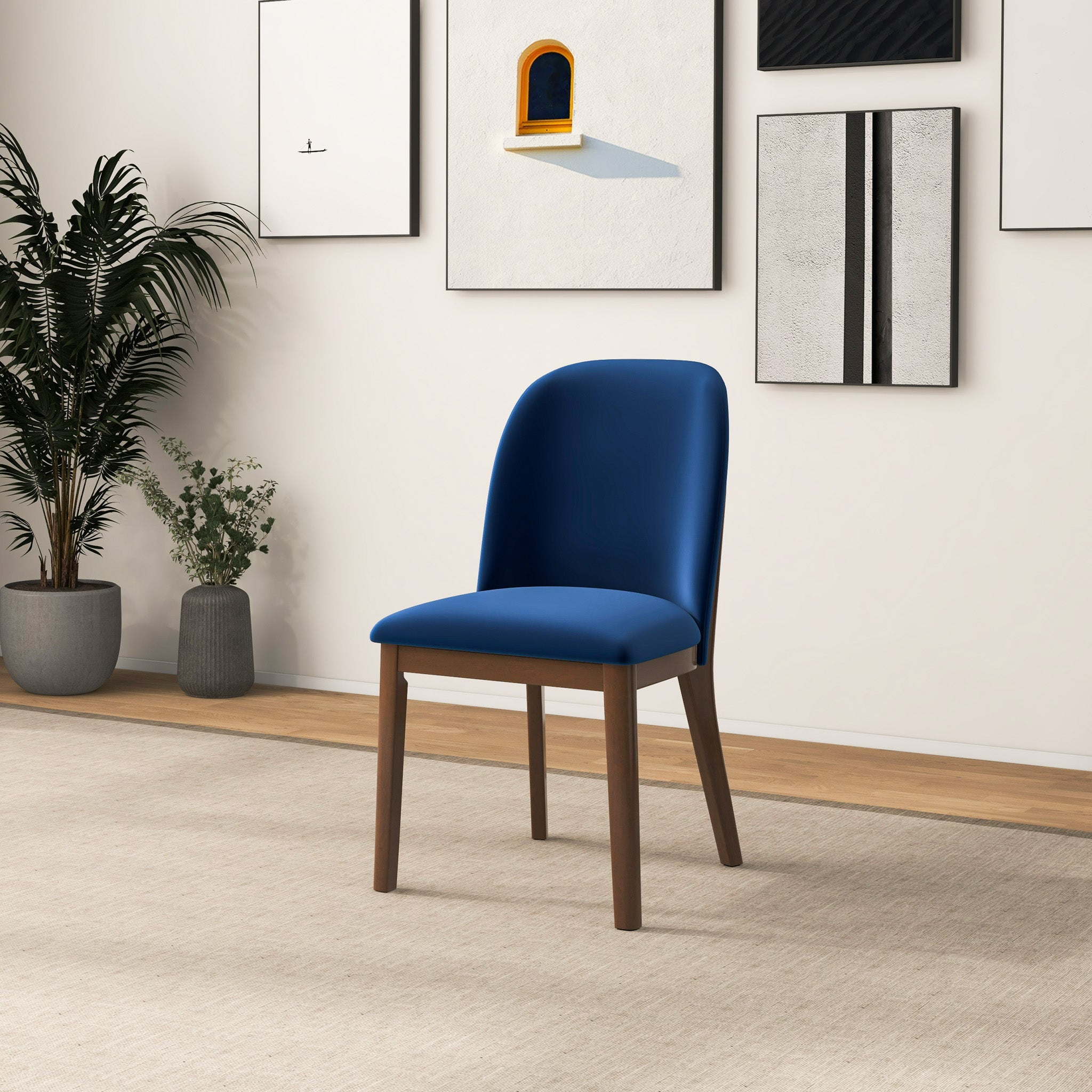 Kaitlyn Navy Blue Velvet Dining Chair (Set Of 2) 34.3"H x 19.3"W x 23"D ...