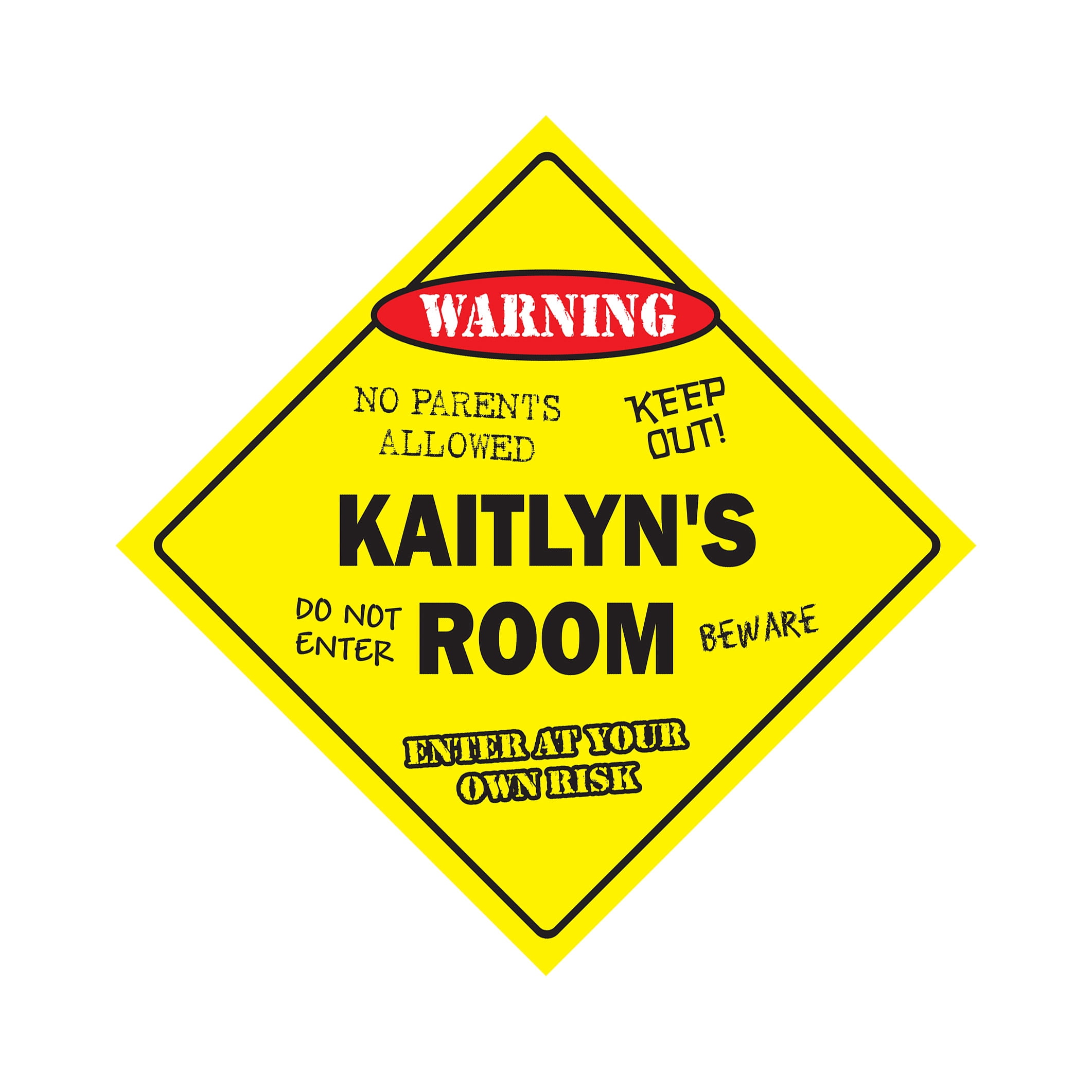 Kaitlyn's Room Sign Crossing Zone Xing | Indoor/Outdoor | 14" Tall kids ...