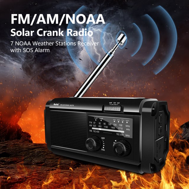 Kaito KA278 Emergency Weather Radio NOAA AM FM 4000mAh Power Bank Solar ...
