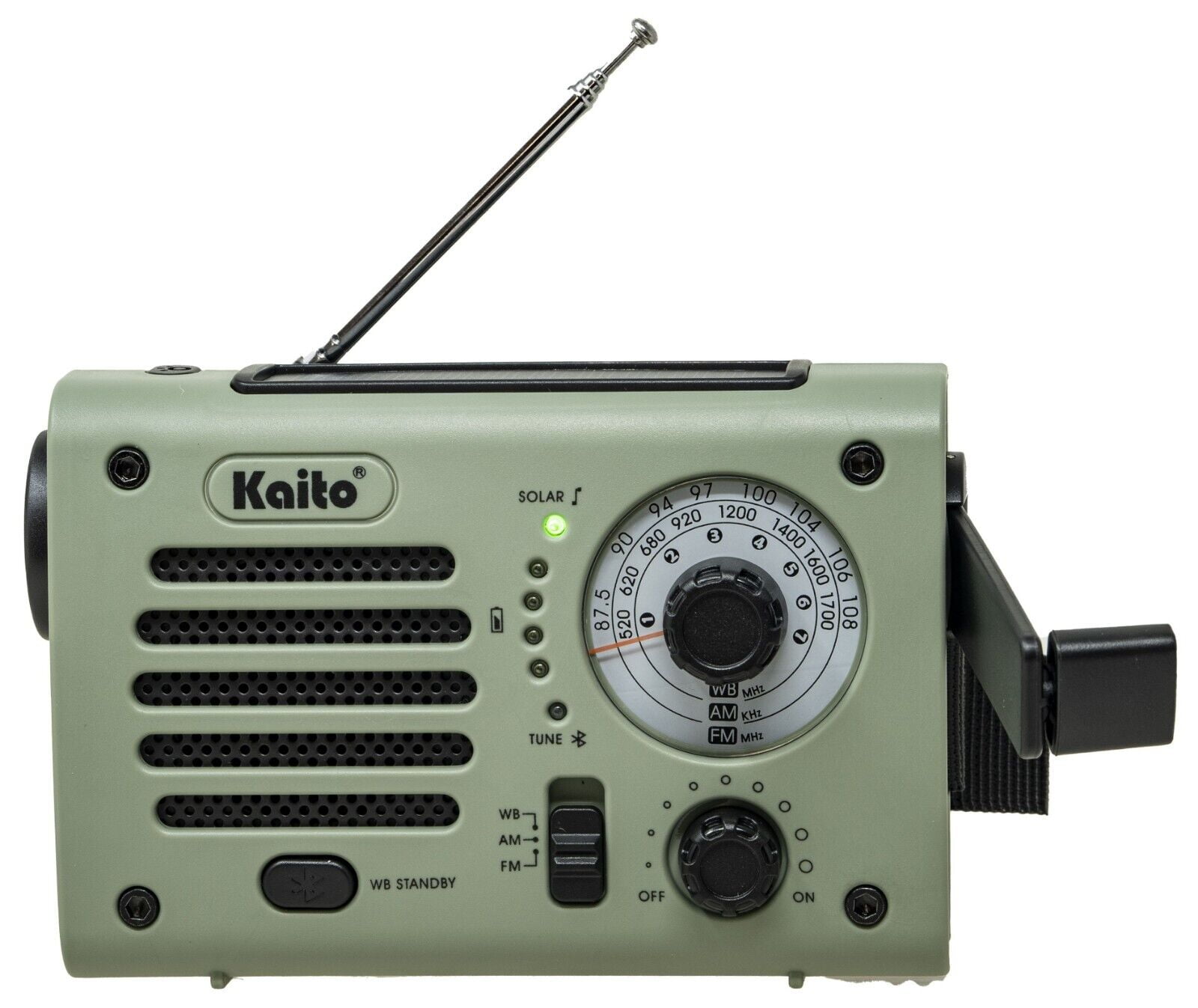 Kaito KA380 Solar Crank AM FM Emergency Weather Radio with Flashlight ...