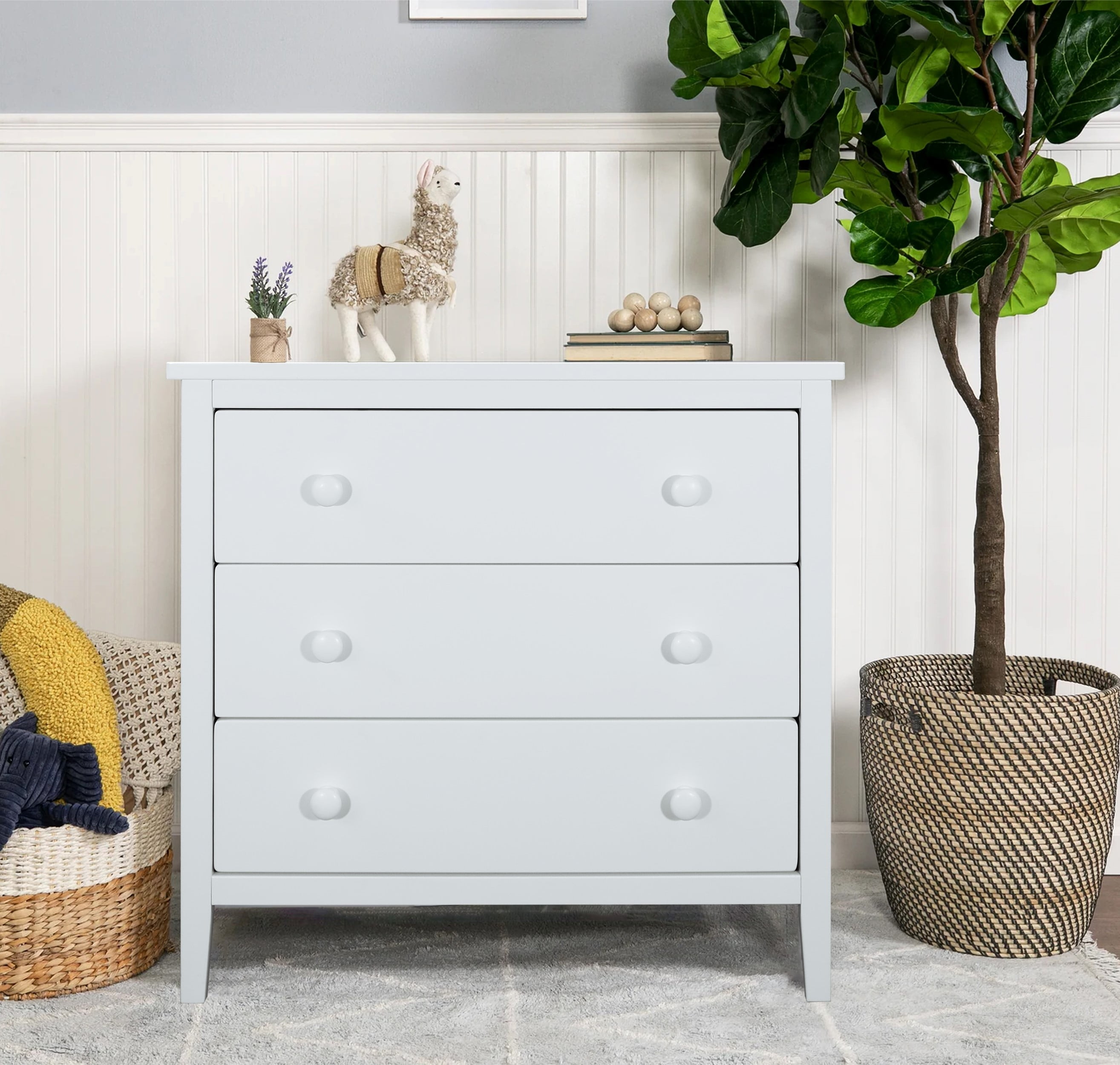 Kaivan 3 Drawers Dresser, Solid Wood Dresser of Drawers with Storage ...