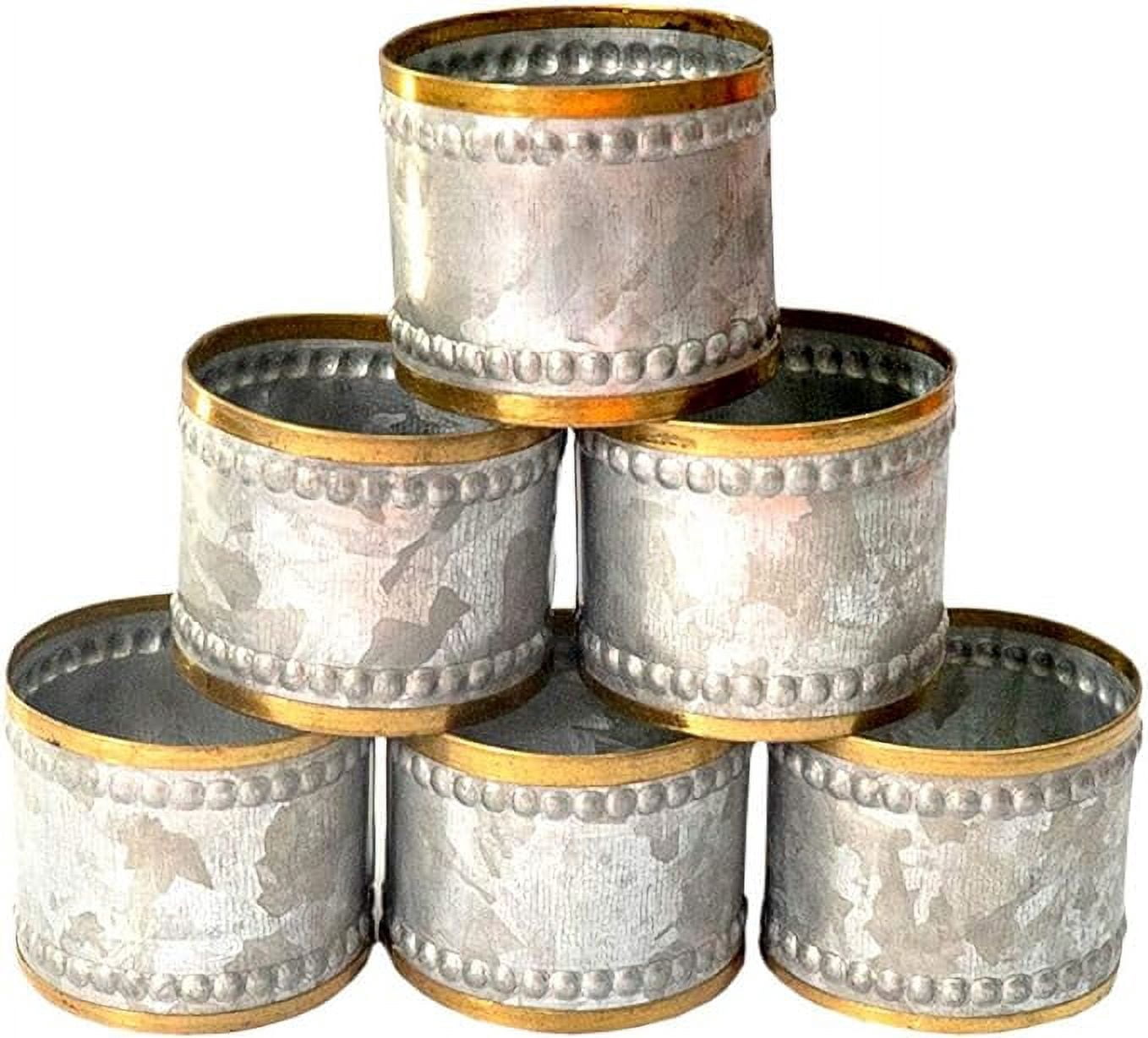 Kaizen Casa Gold Rim Galvanized Metal 1.75 x 1.75 Inch Napkin Rings ...