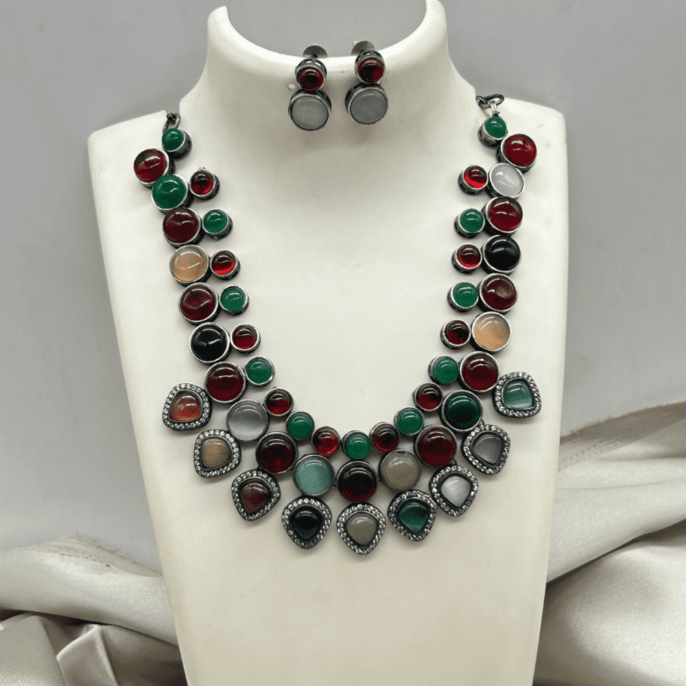 Kajaro Designs Jewels Brass Necklace Set with Matching Earrings for ...