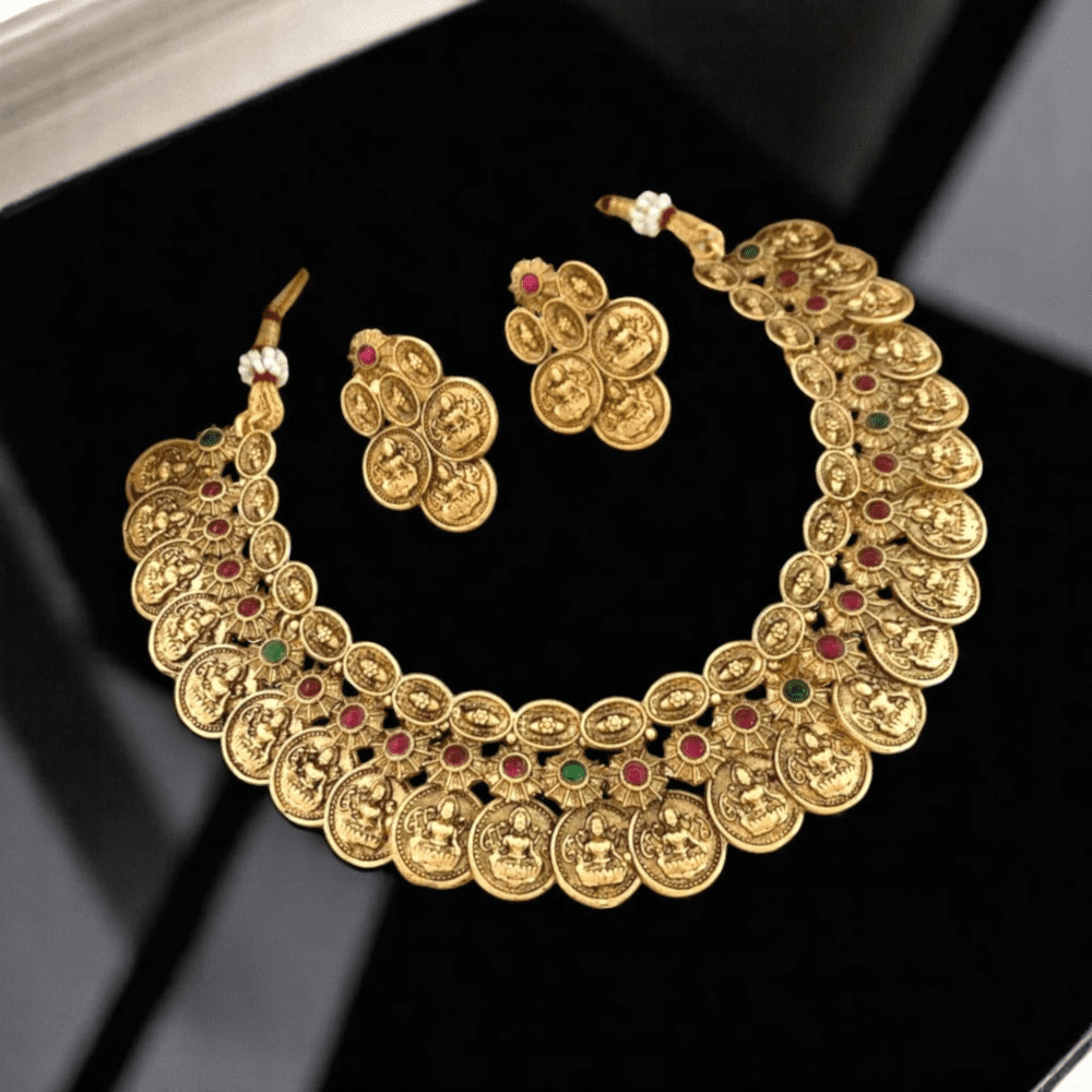 Kajaro Designs Jewels Gold plated choker necklace set with earrings for ...