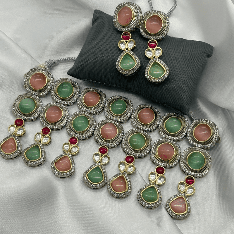 Kajaro Designs Jewels Indian Kundan Polki Brass Choker Necklace Set ...