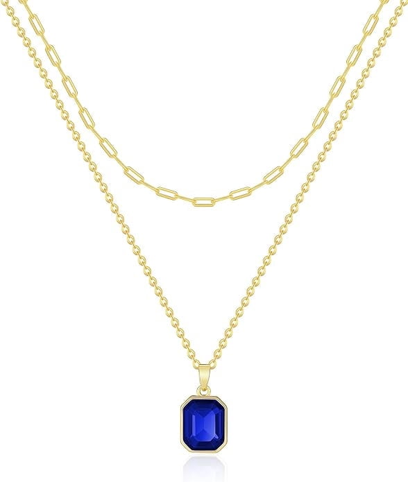 Mesovor Women Gold Layered Necklaces 18k Gold Plated Crystal Necklace ...