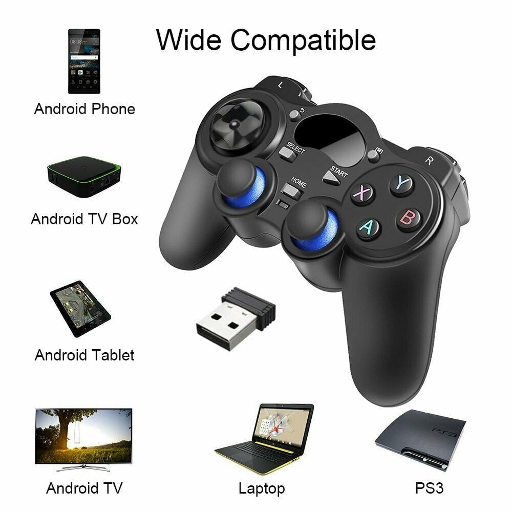Kajiali Black/White USB Wireless Game Controller 2.4GHz Smart Gamepad ...