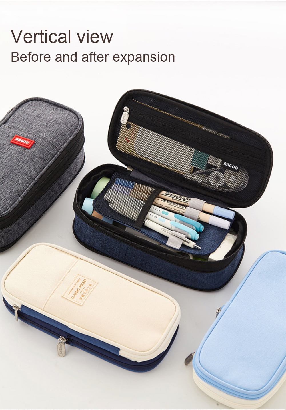 Kajiali Colorful Large Storage Pencil Case Pen Bag with Zipper Big ...