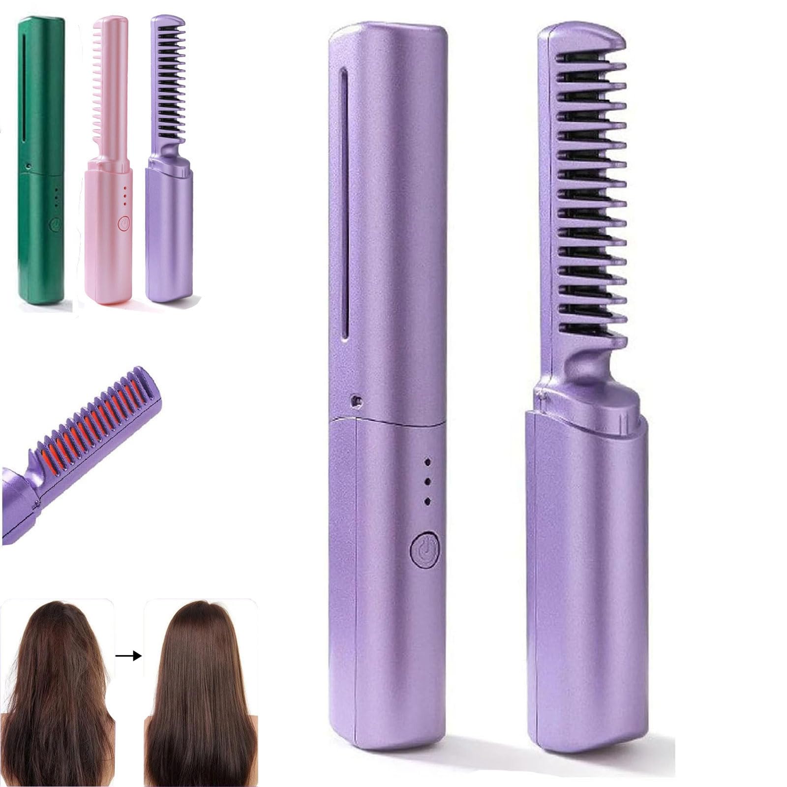 Kajiali Household Portable Straightening Hair Comb New Wireless Anti ...