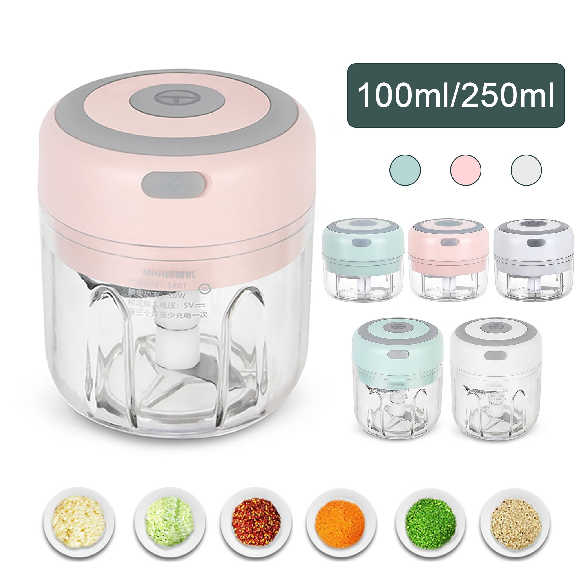 Kajiali White/Pink/Green Electric Mini Garlic Chopper, Food Slicer And ...