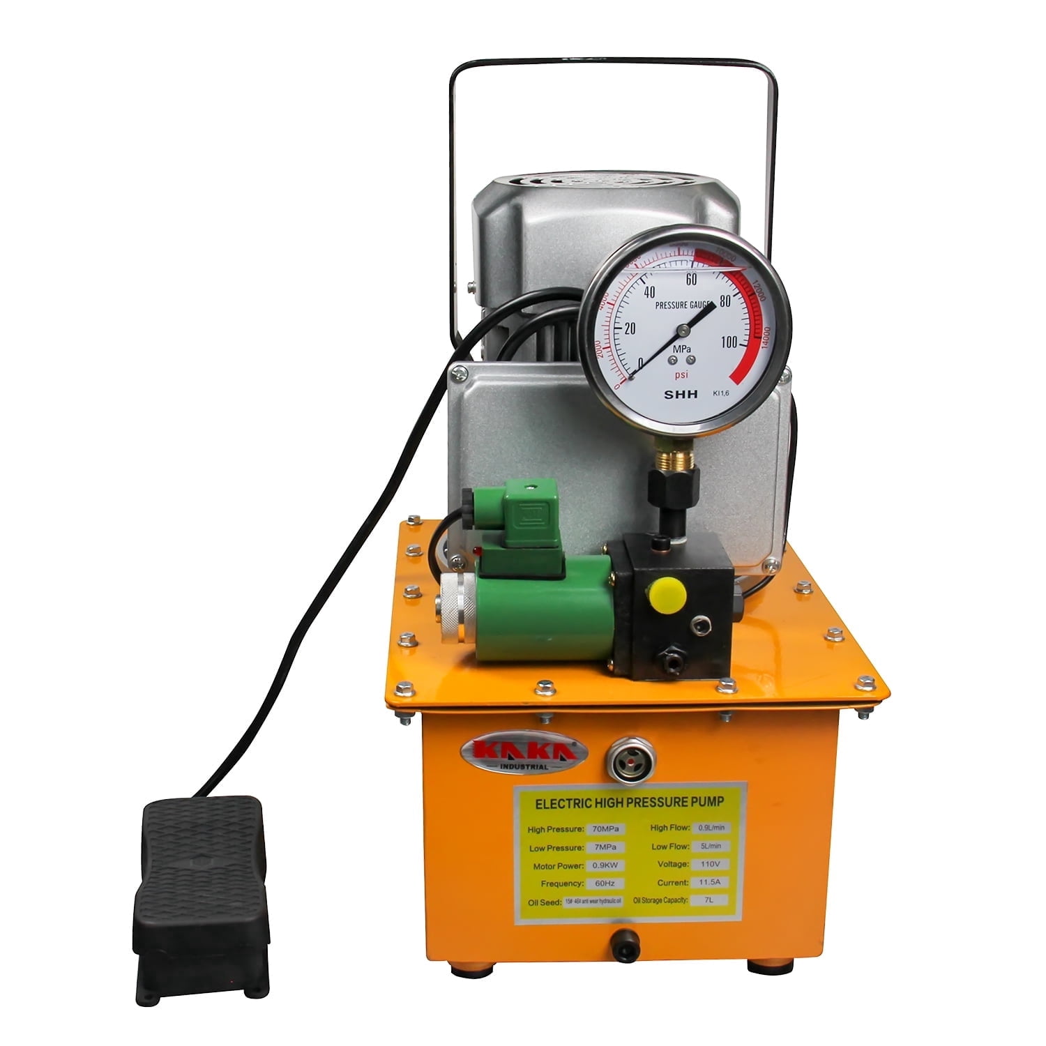 Kaka Industrial ZCB-700D Hydraulic Electric Pump, 10000 PSI, 750W, 110V ...