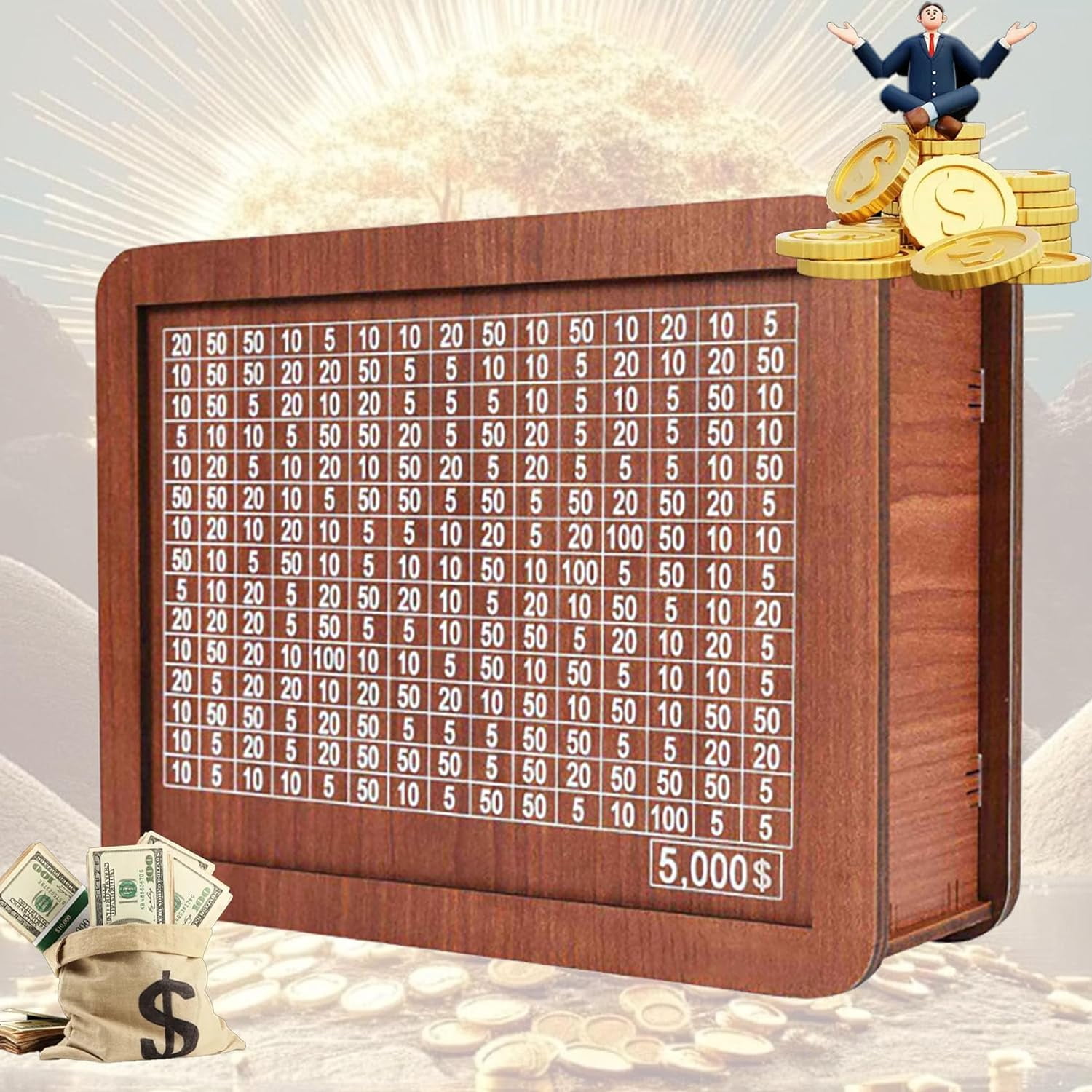 Kakeibo Box, Cash Saver Box, Cash Vault Wooden Savings Box, Wooden ...