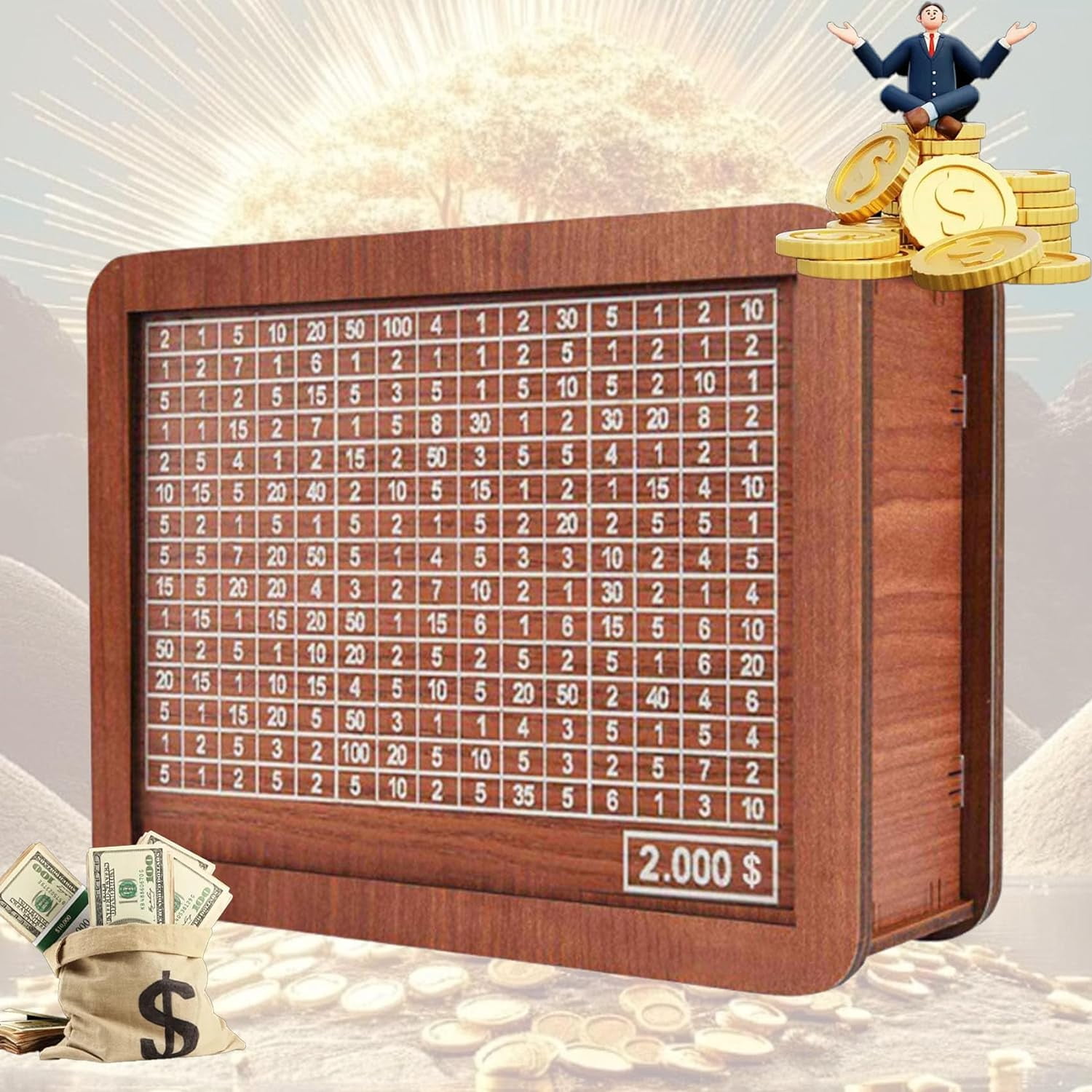 Kakeibo Box, Cash Saver Box, Cash Vault Wooden Savings Box, Wooden ...