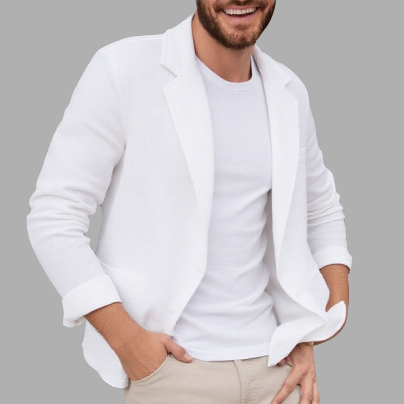Kakii Men's Casual Linen Blazer Lightweight Regular Fit Sport Coat Two ...