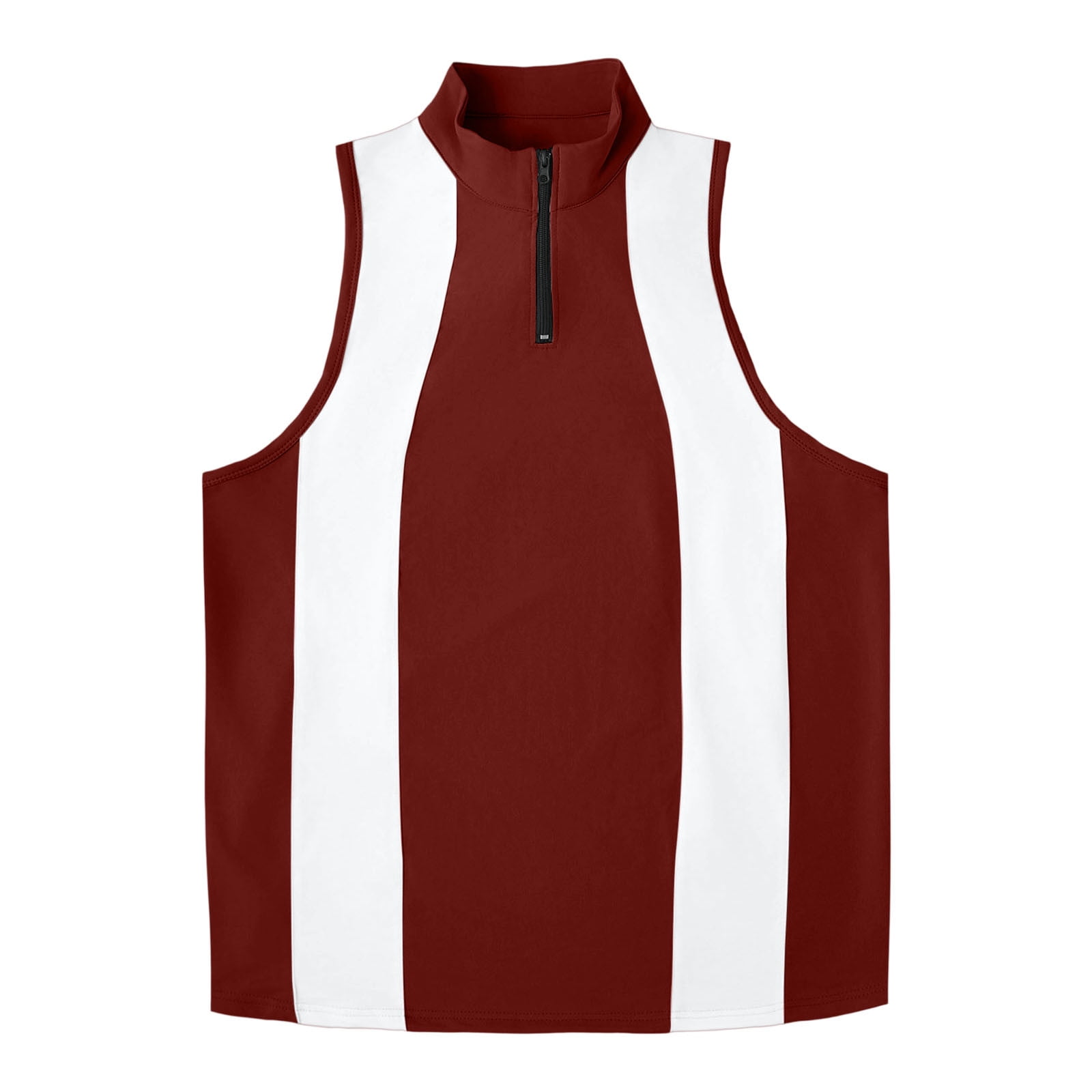 Kakii Men's Color Block Workout Tank, Performance Zip Up Sleeveless Top ...