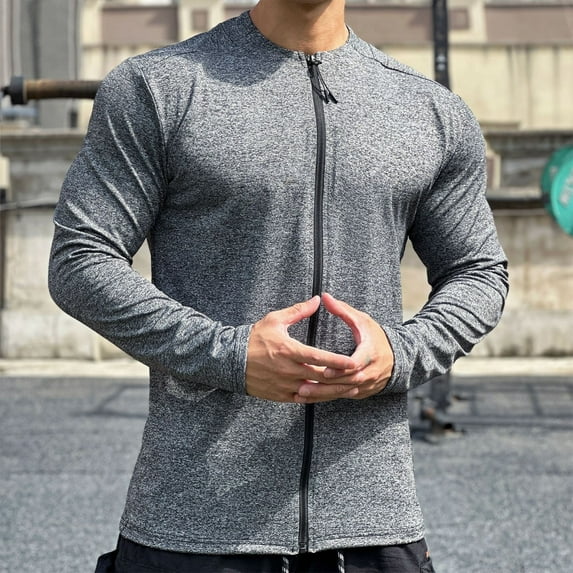 Kakii Men's Full-Zip Workout Hoodie - Breathable Athletic Jacket with ...