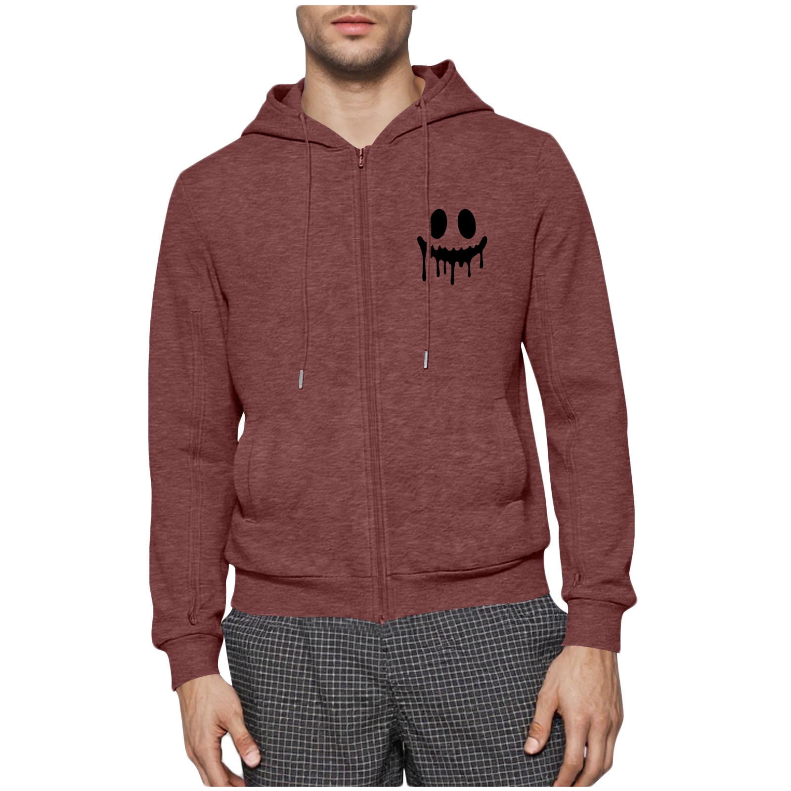 Kakii Men's Graphic Monster Hoodie with Arm Zipper Vents, Black Full ...