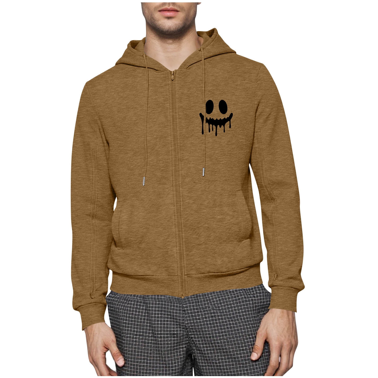 Kakii Men's Graphic Monster Hoodie with Arm Zipper Vents, Black Full ...