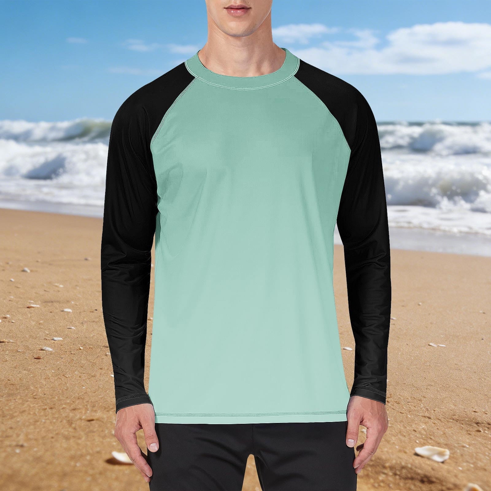 Kakii Men's Long Sleeve Shirts Crew Neck Baseball T Shirts Moisture ...