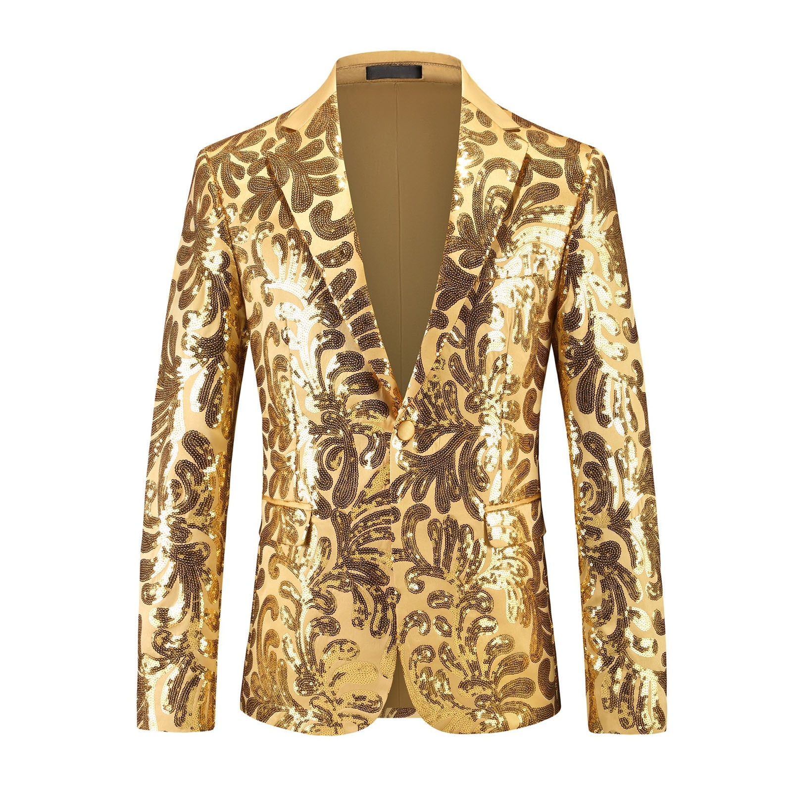 Kakii Men's One Button Sequin Dress Suit Jacket Party Festival Tuxedo ...