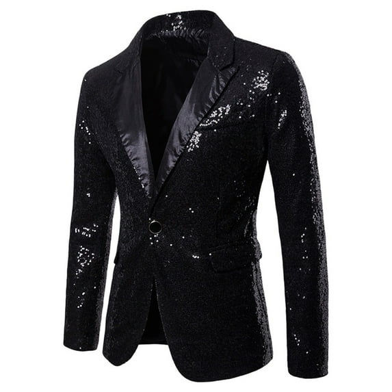 Kakii Men's One Button Sequin Dress Suit Jacket Party Festival Tuxedo ...