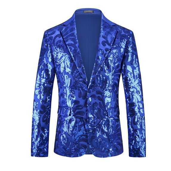 Kakii Men's One Button Sequin Dress Suit Jacket Party Festival Tuxedo ...
