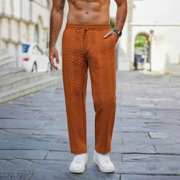 Kakii Men's Solid Color Fashionable Loose Casual Drawstring Contraction ...