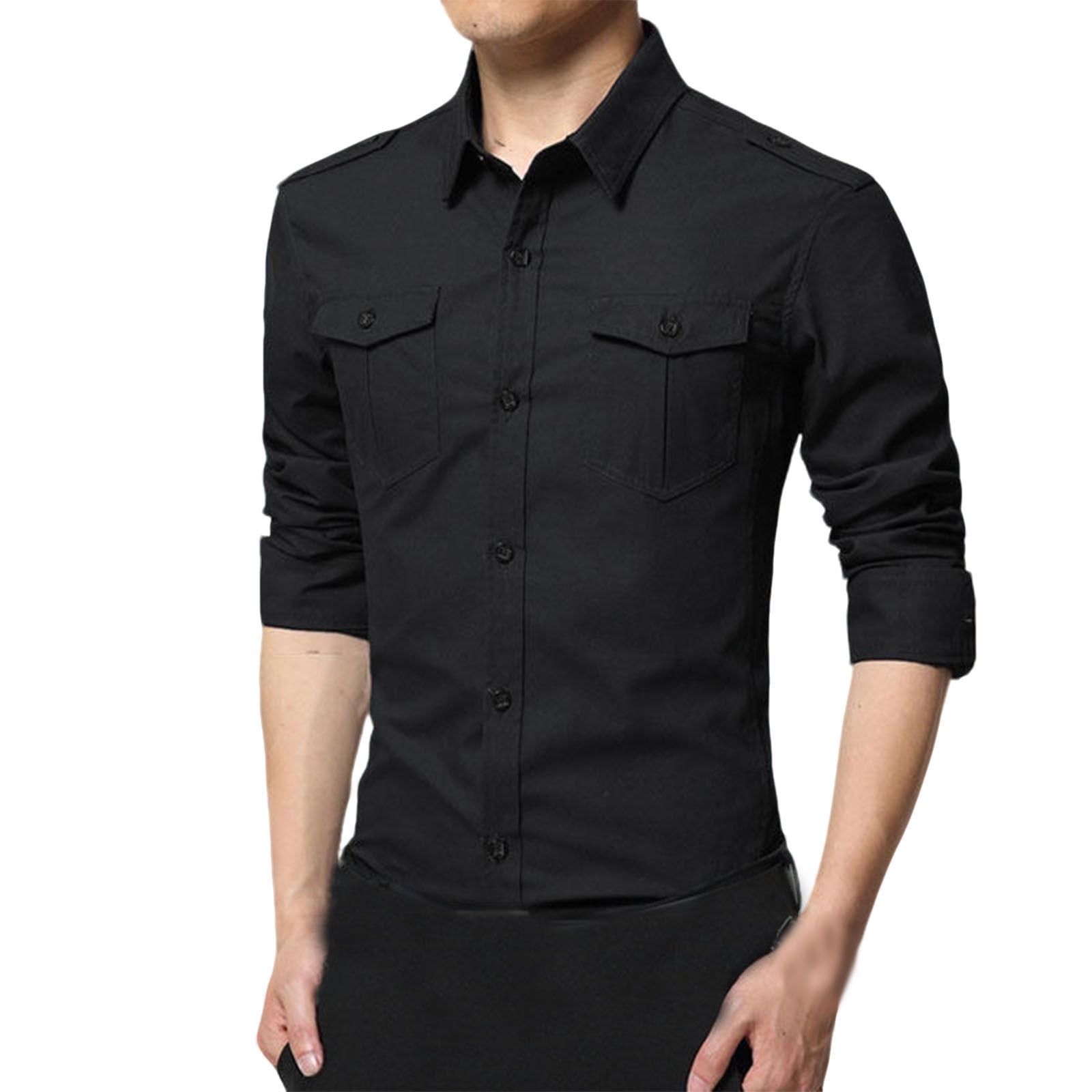 Kakii Men's Western Shirt, Long Sleeve Button Down with Snap Chest ...