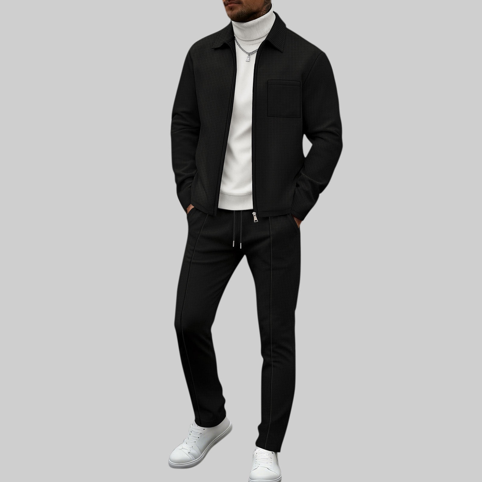 Kakii Mens 2 Piece Tracksuits Set Casual Sweatsuits Outfits Full-Zip ...