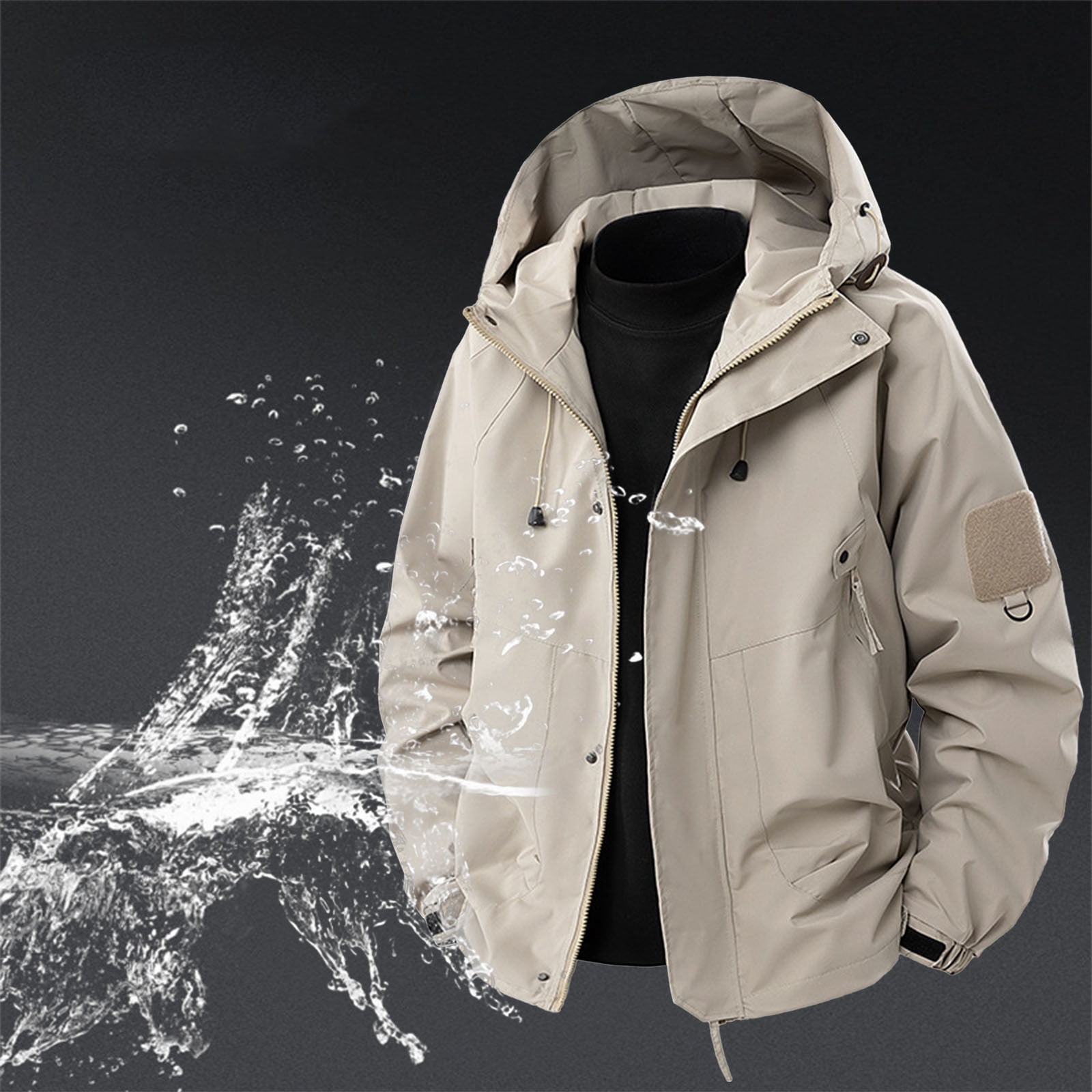 Kakii Mens Jacket Casual Lightweight Hooded Windbreaker softshell Easy ...
