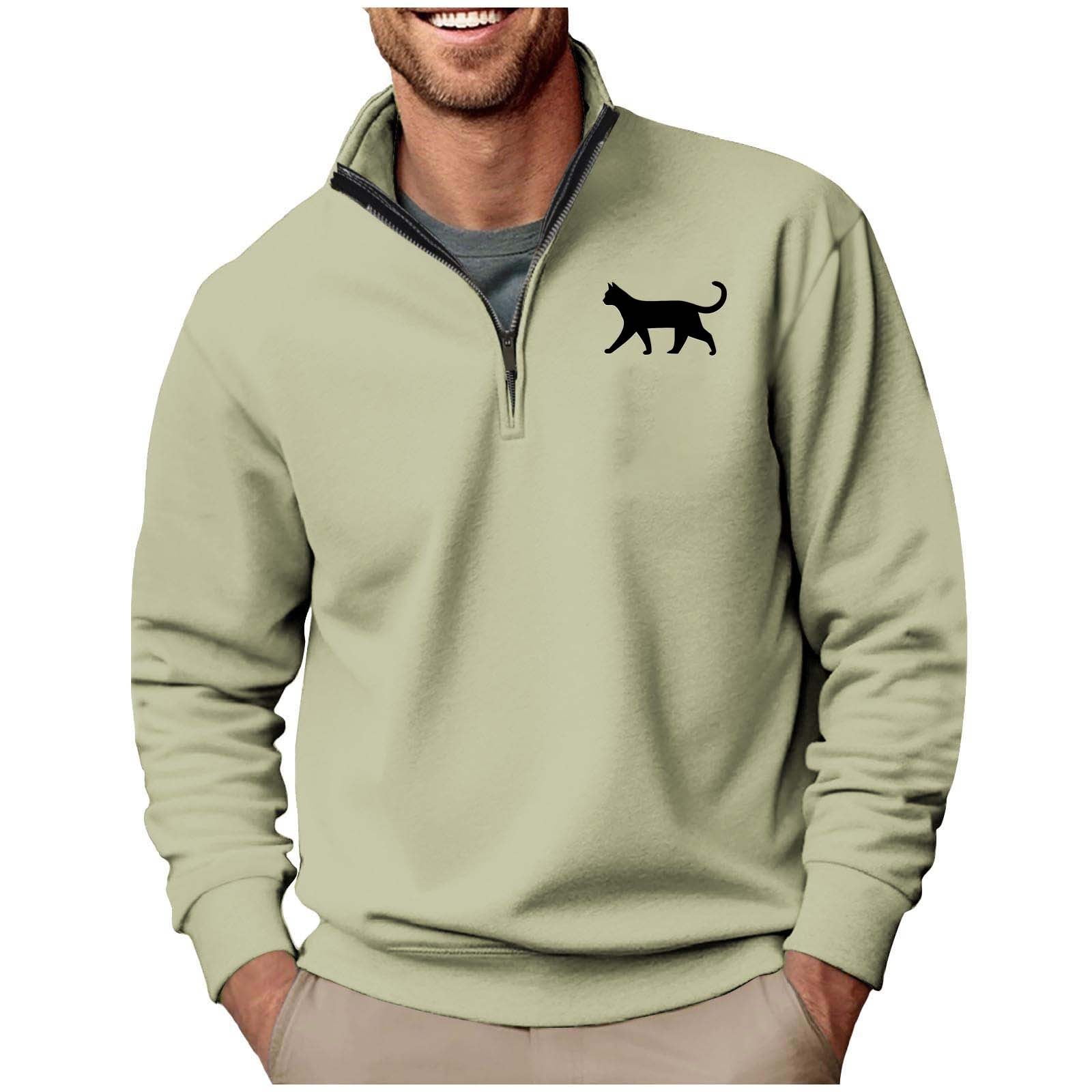 Kakii Mens Semi Zip Polo Hoodie, Long Sleeve Pullover with Tribal ...