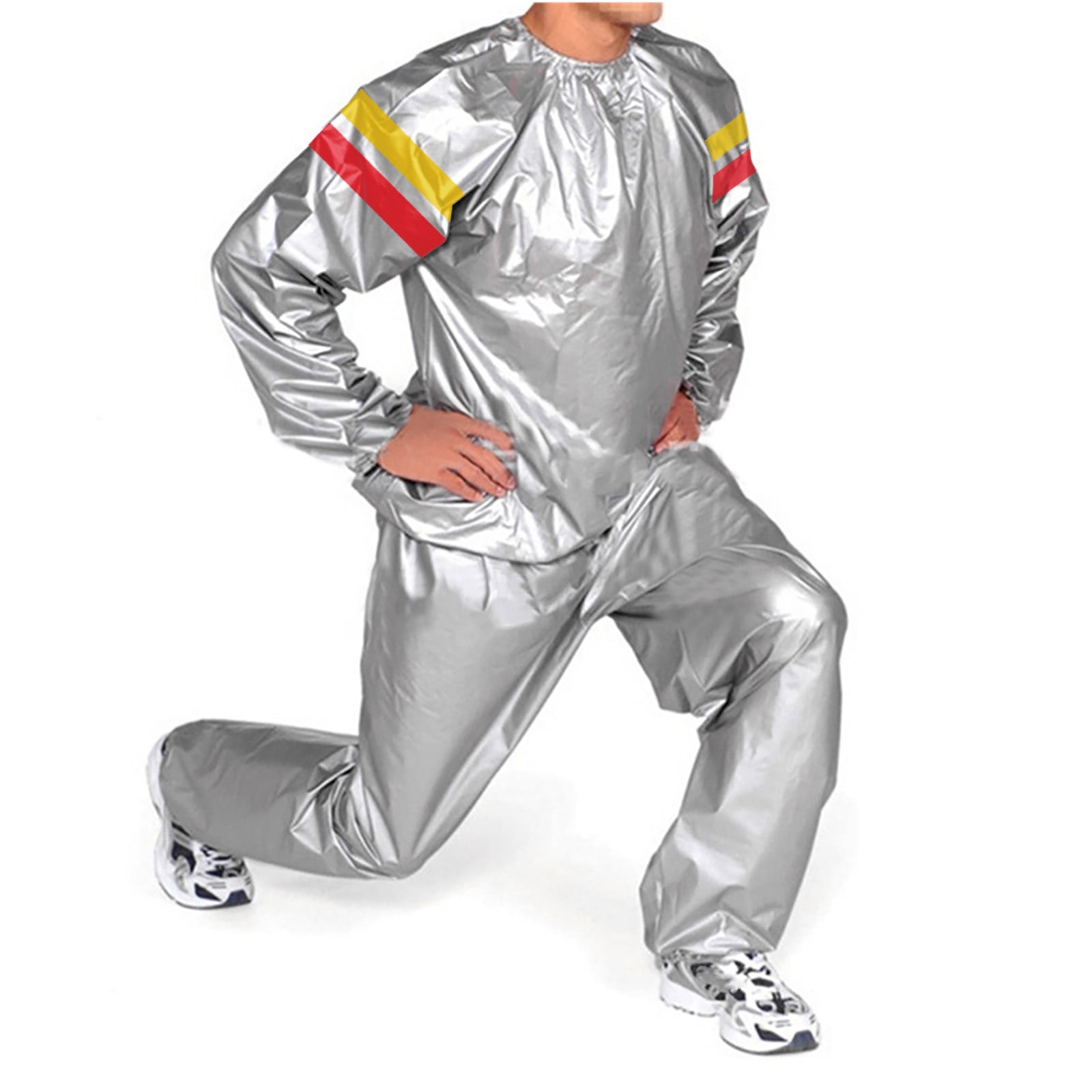 Kakii Sauna Suit Workout Two-Piece Set, Black Shiny Thermal Sweat ...