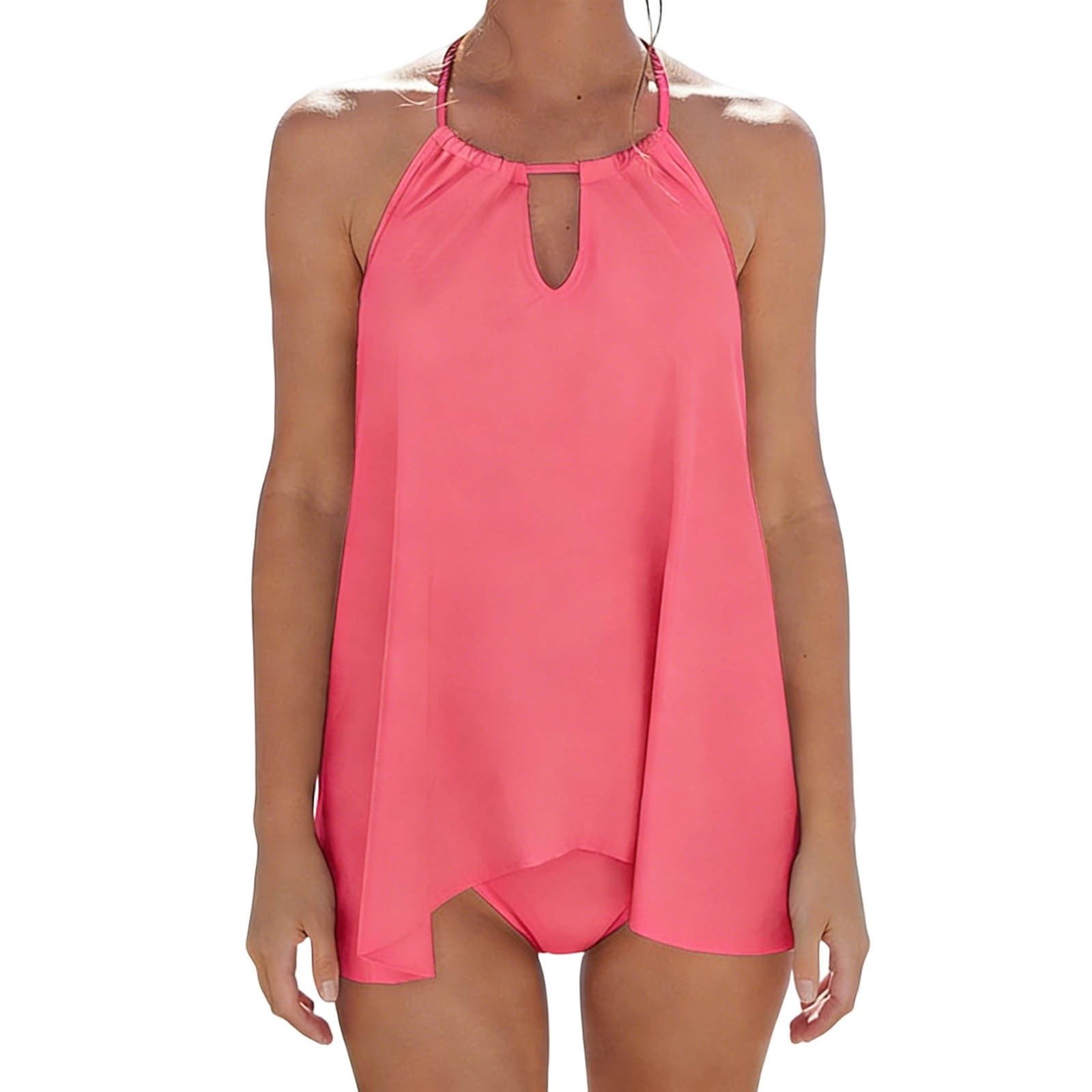 Kakii Womens Tankini Swimsuit Modest High Neck Retro Two Piece Bathing ...