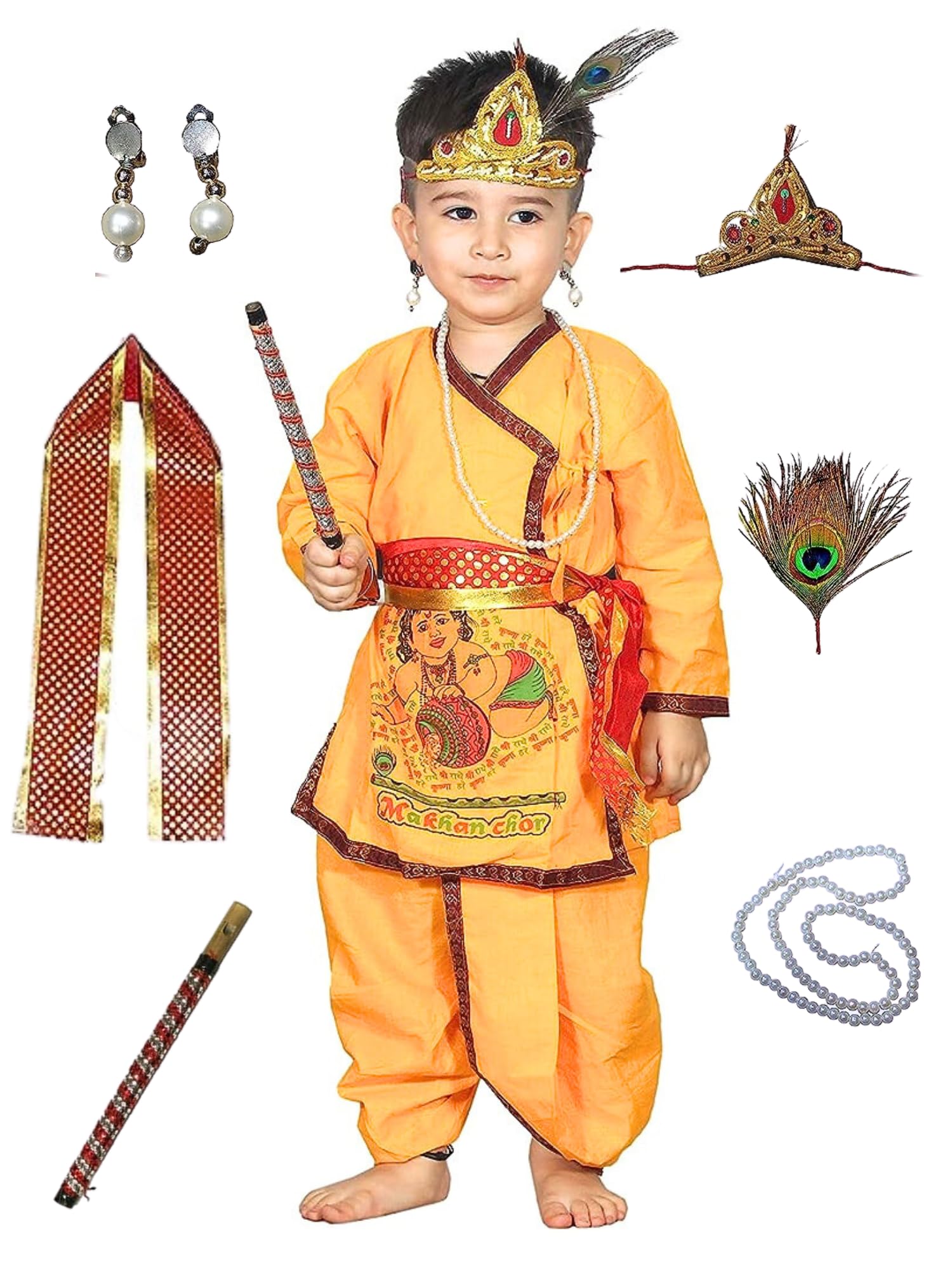 Kaku Fancy Dresses Krishna in Cotton Fabric for Krishnaleela/Janmashtami/Kanha/Mythological ...