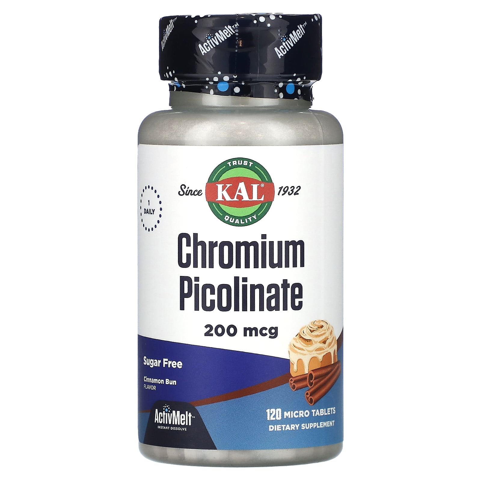 Kal Dietary Supplement - Chromium Picolinate Cinnamon Tablets, 200 Mcg ...