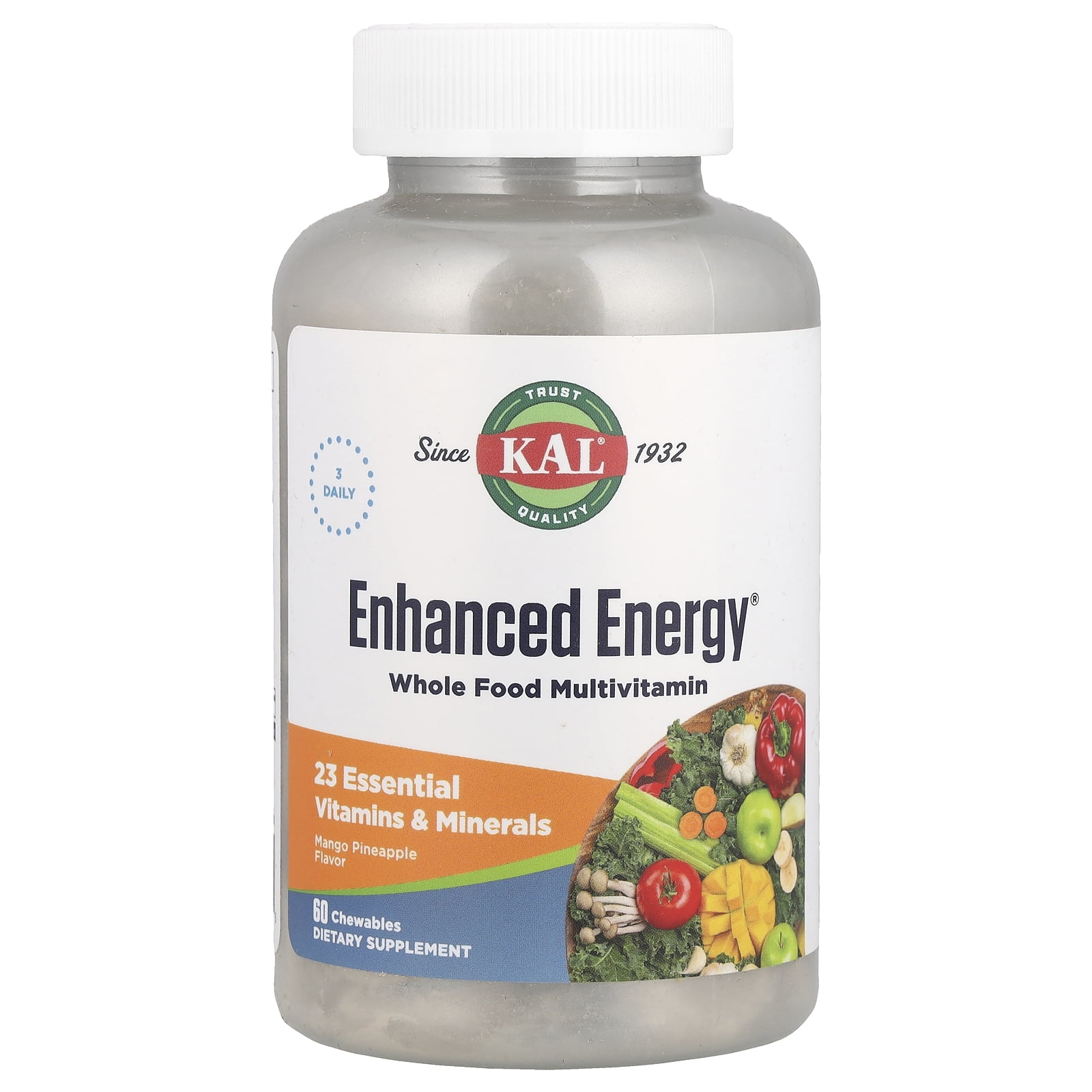 Kal Enhanced Energy Adult-Mango Pineapple 60 Chewable - Walmart.com