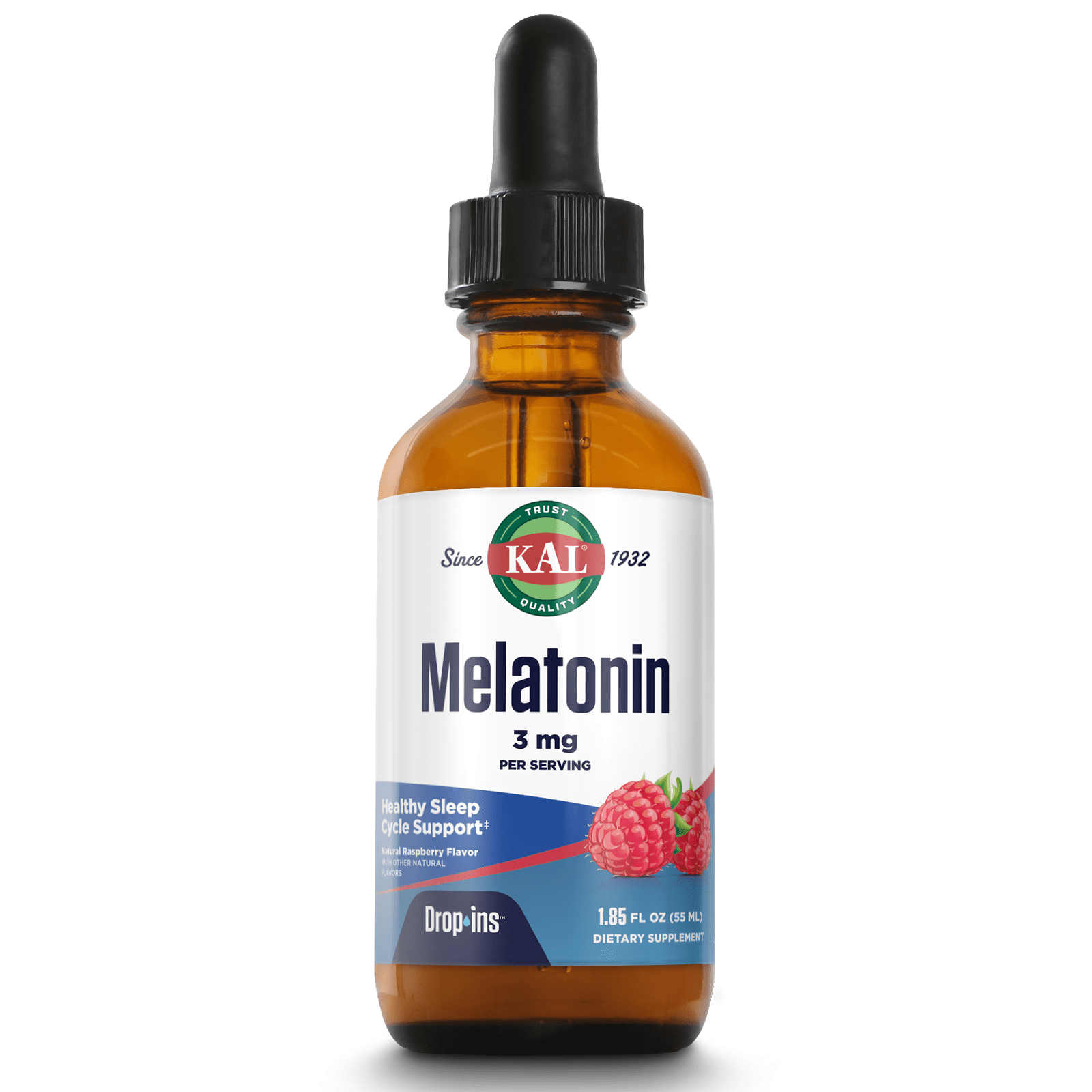KAL Melatonin 3mg DropIns | Quick Dissolve | Raspberry Flavor | 1.85 Fl ...