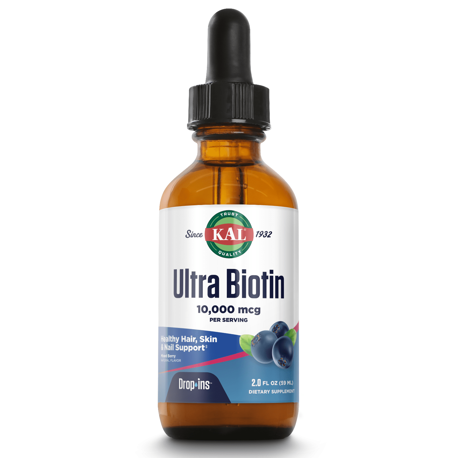 Kal Ultra Biotin DropIns 10,000 mcg Supplement for Hair, Skin, Nails ...